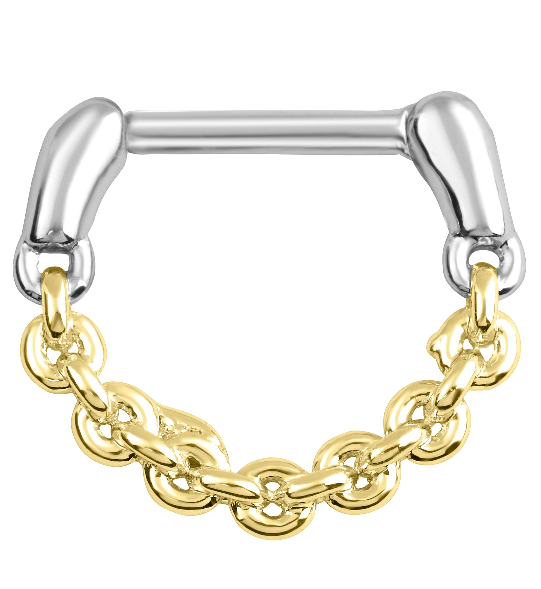 Gold PVD Two Tone Chain Link Straight Hinged Segment Ring