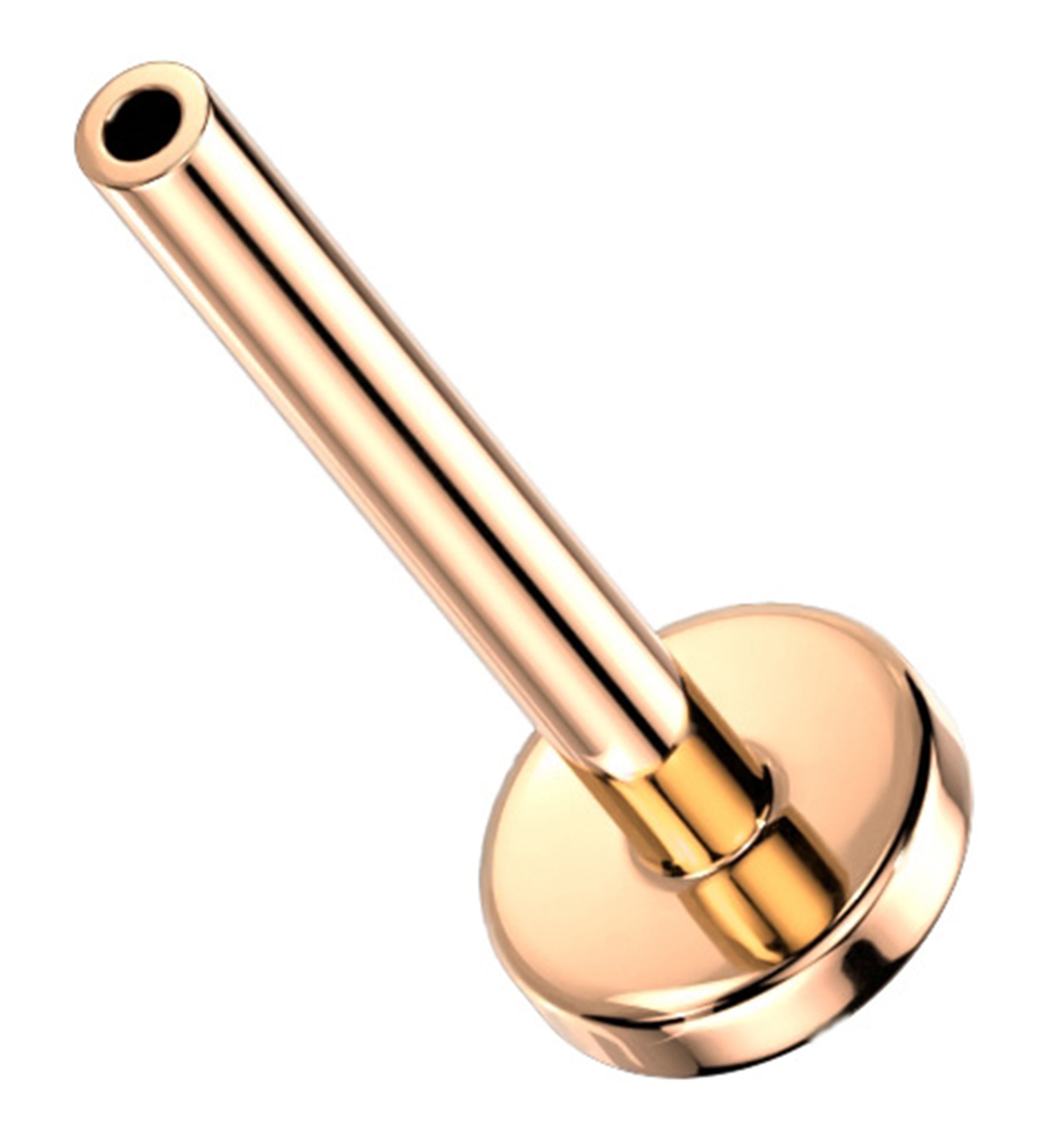 Rose Gold PVD Flat Disk Titanium Threadless Labret Post | UrbanBodyJewelry.com