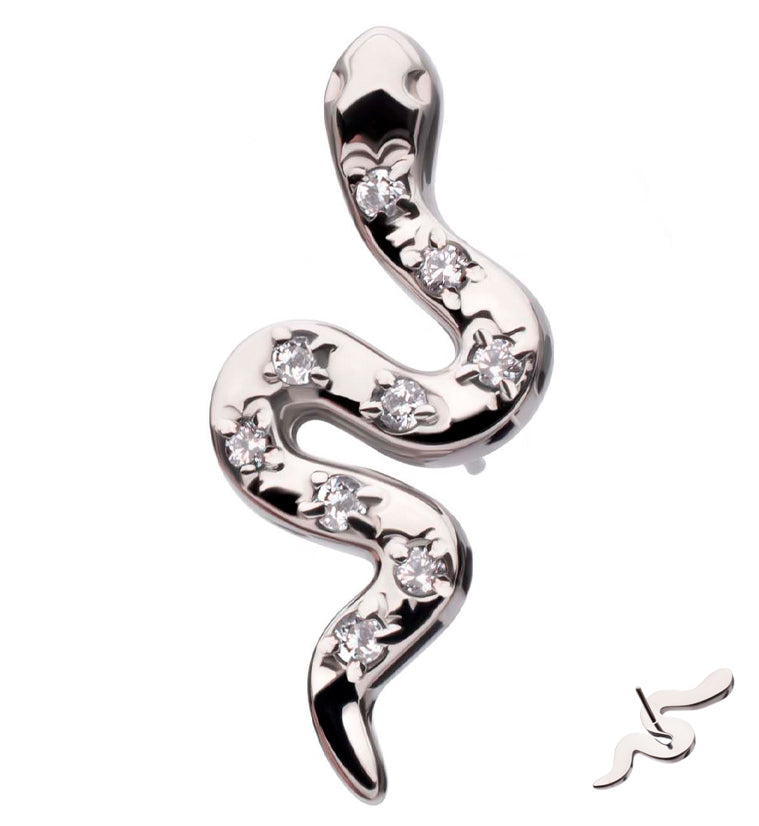 Snake Clear CZ Titanium Threadless Top | UrbanBodyJewelry.com