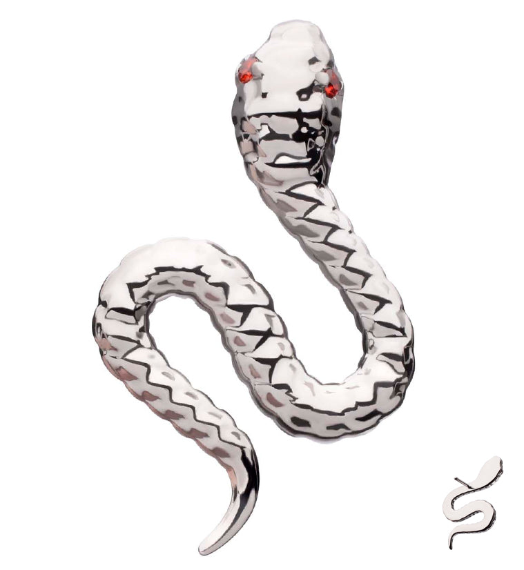 Snake Garnet CZ Eyes Titanium Threadless Top | UrbanBodyJewelry.com