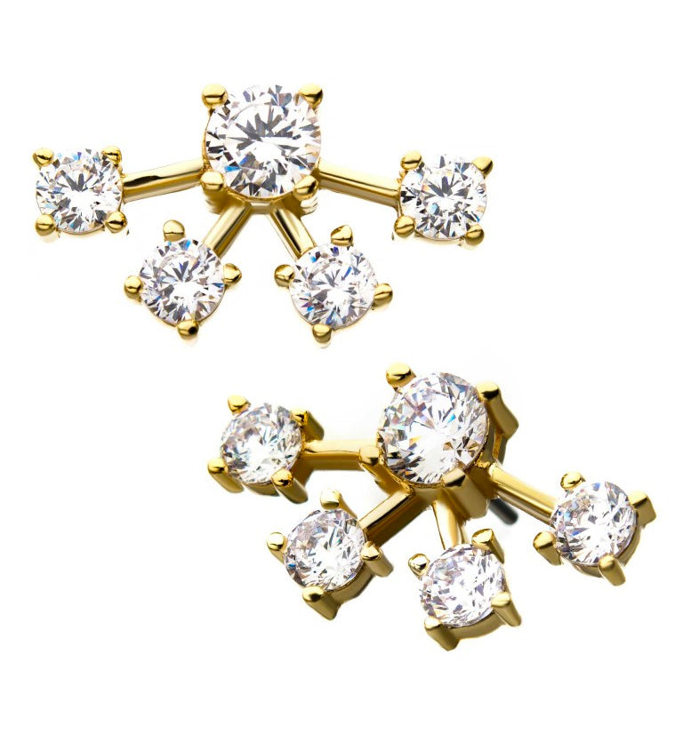 14kt Gold Constellation CZ Threadless Top | UrbanBodyJewelry.com