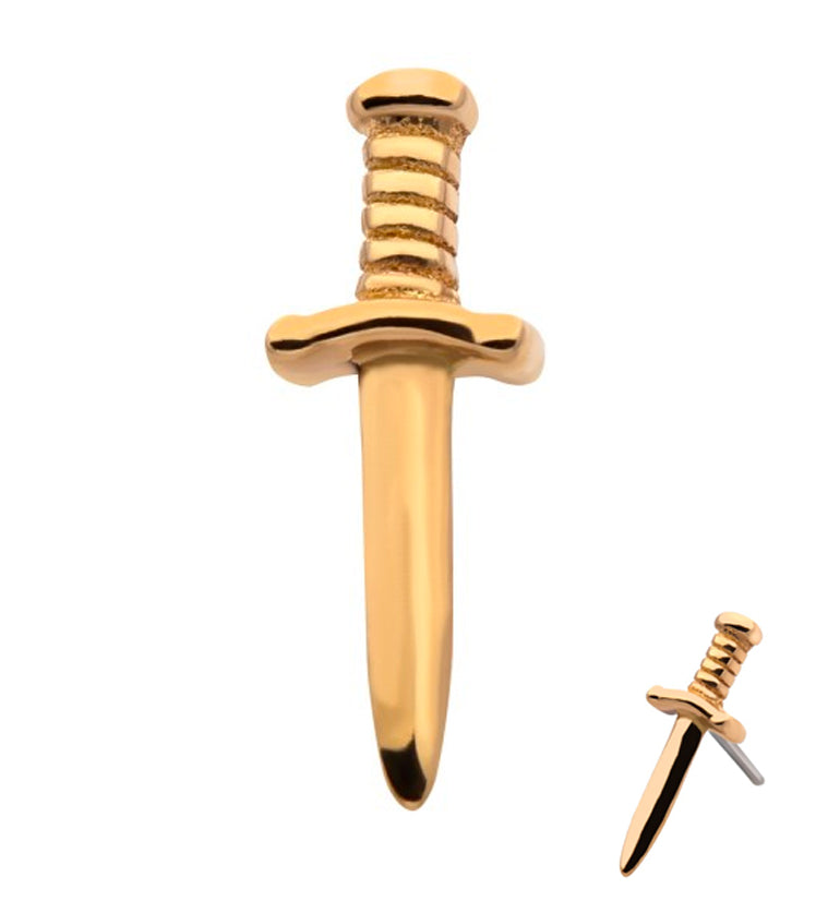 14kt Gold Dagger Threadless Top | UrbanBodyJewelry.com