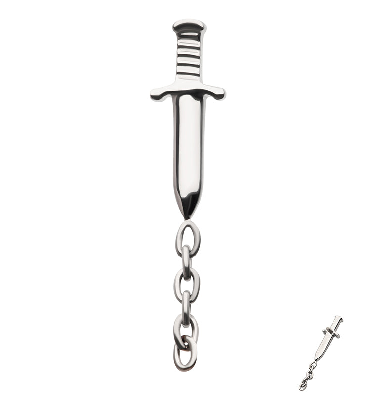 Dagger Dangle Chain Internally Threaded Titanium Top | UrbanBodyJewelry.com