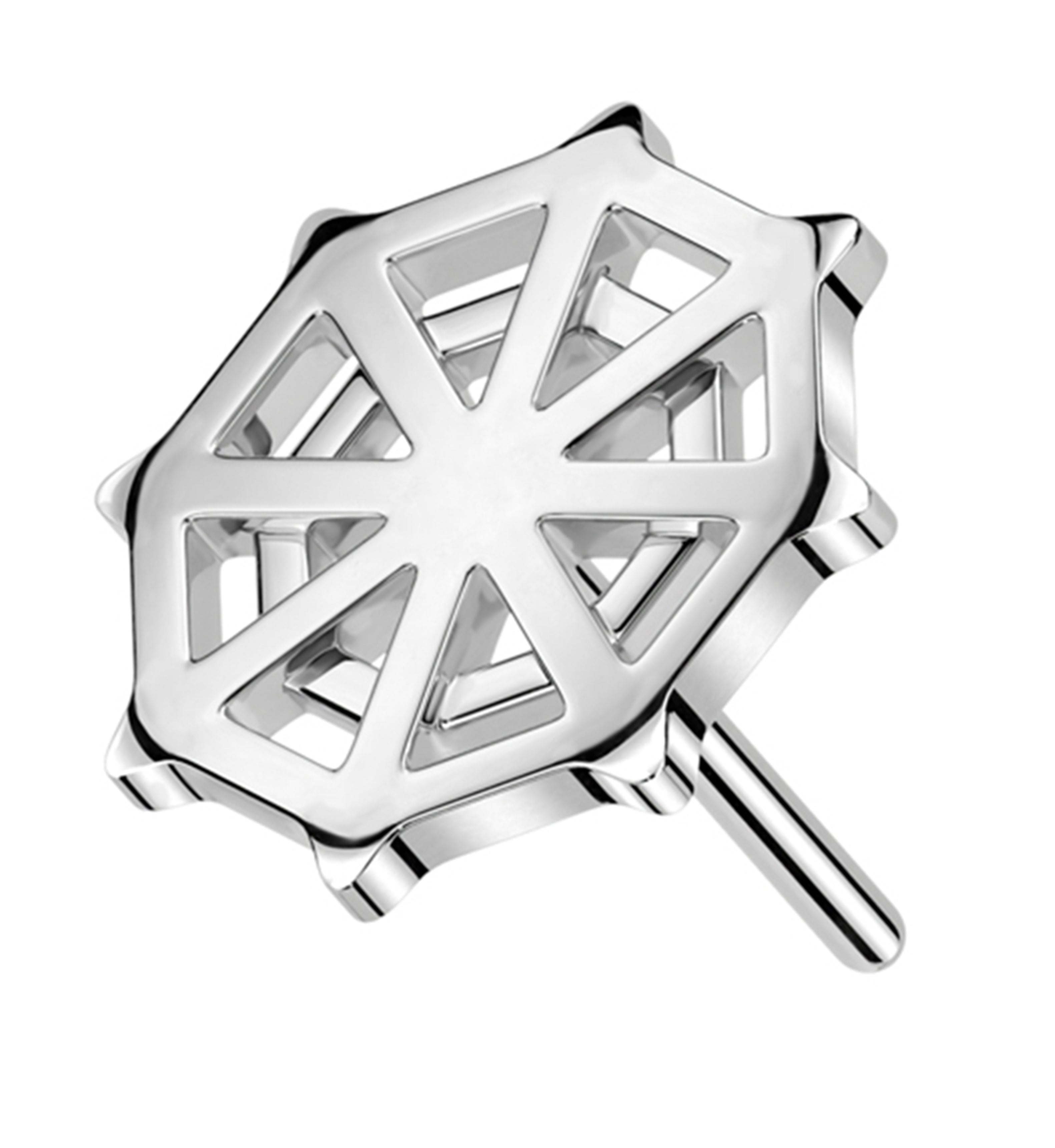 14kt White Cobweb Threadless Top | UrbanBodyJewelry.com