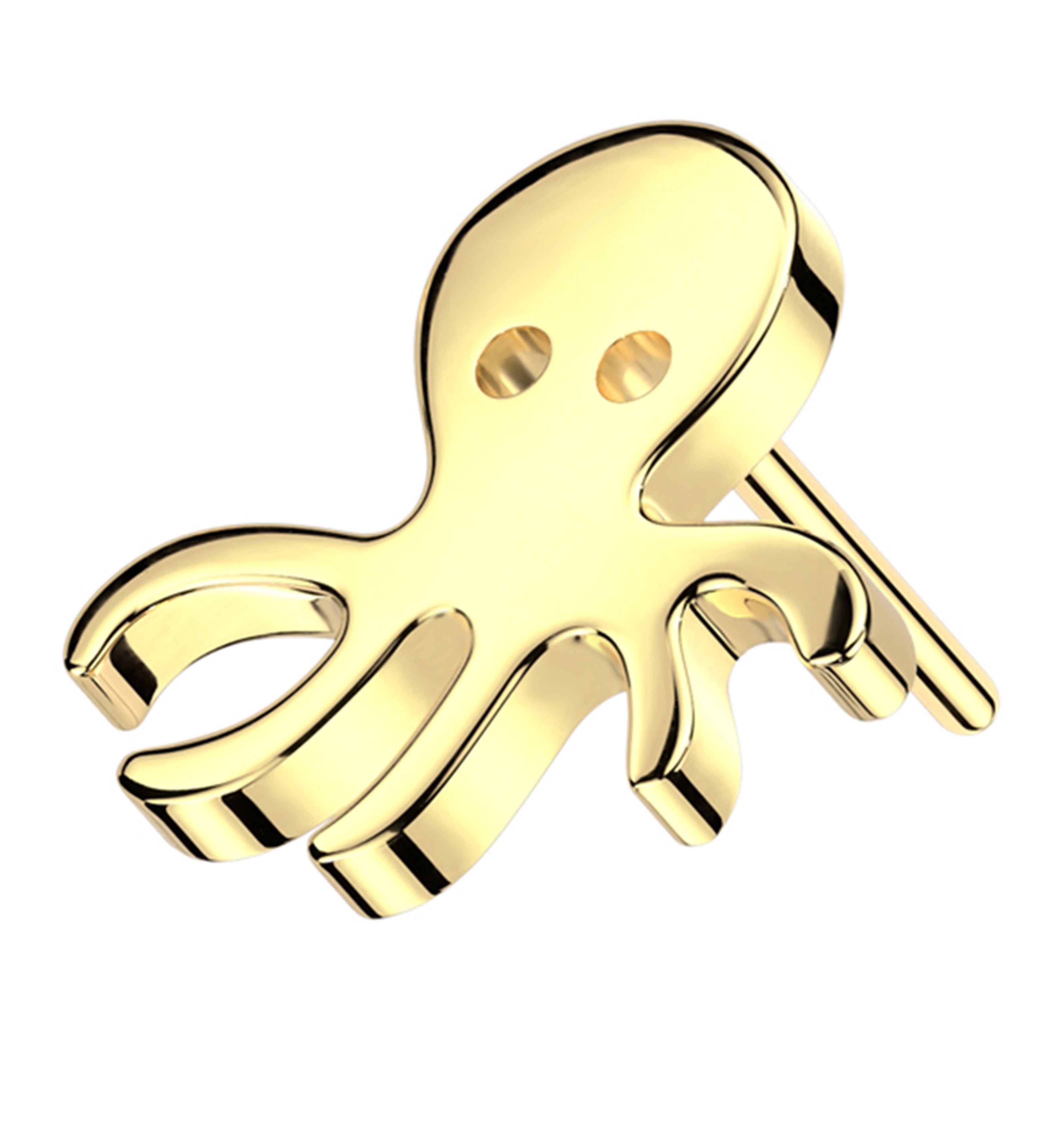 14kt Gold Octopus Threadless Top | UrbanBodyJewelry.com