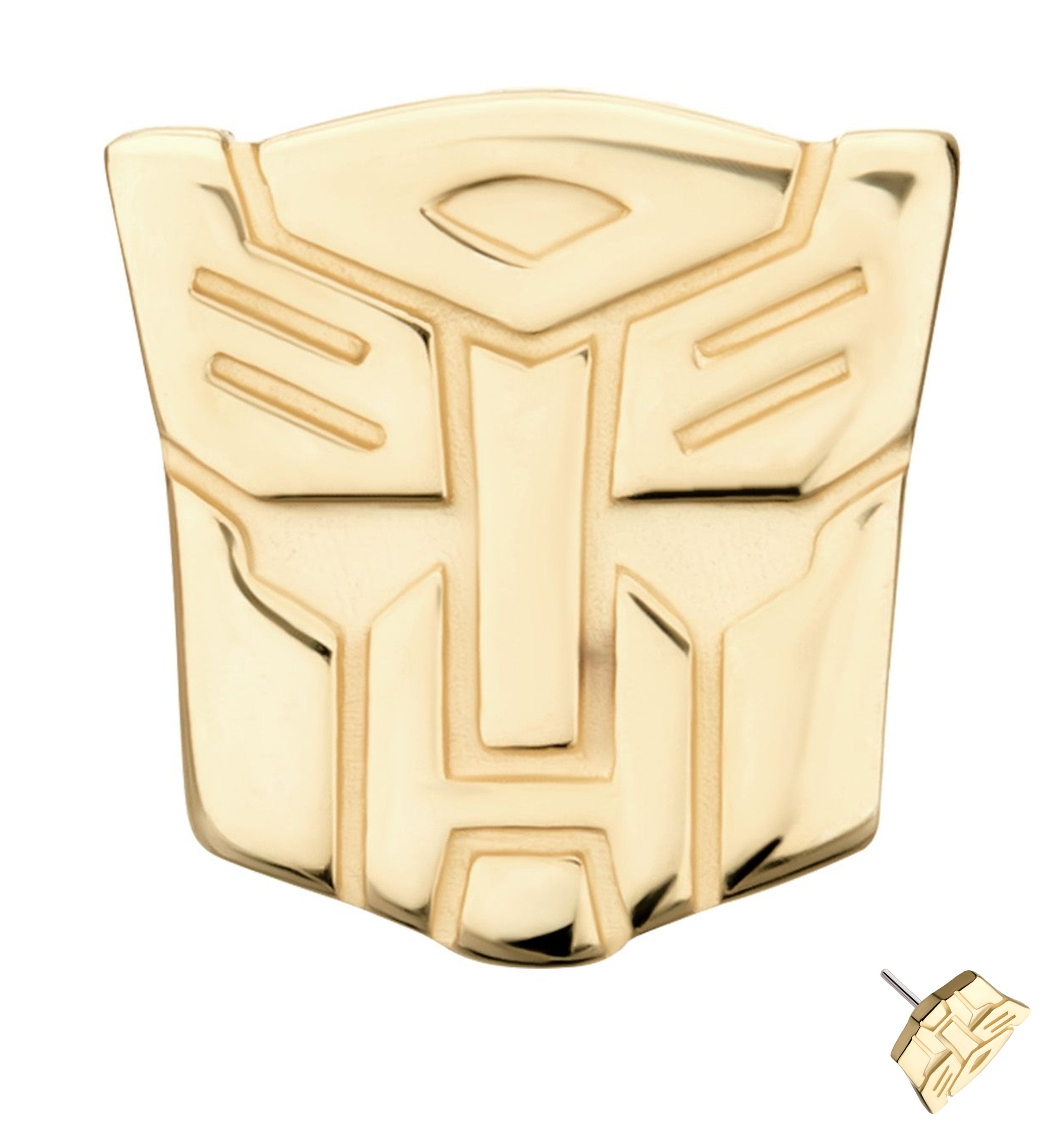 14kt Gold Autobot Threadless Top | UrbanBodyJewelry.com