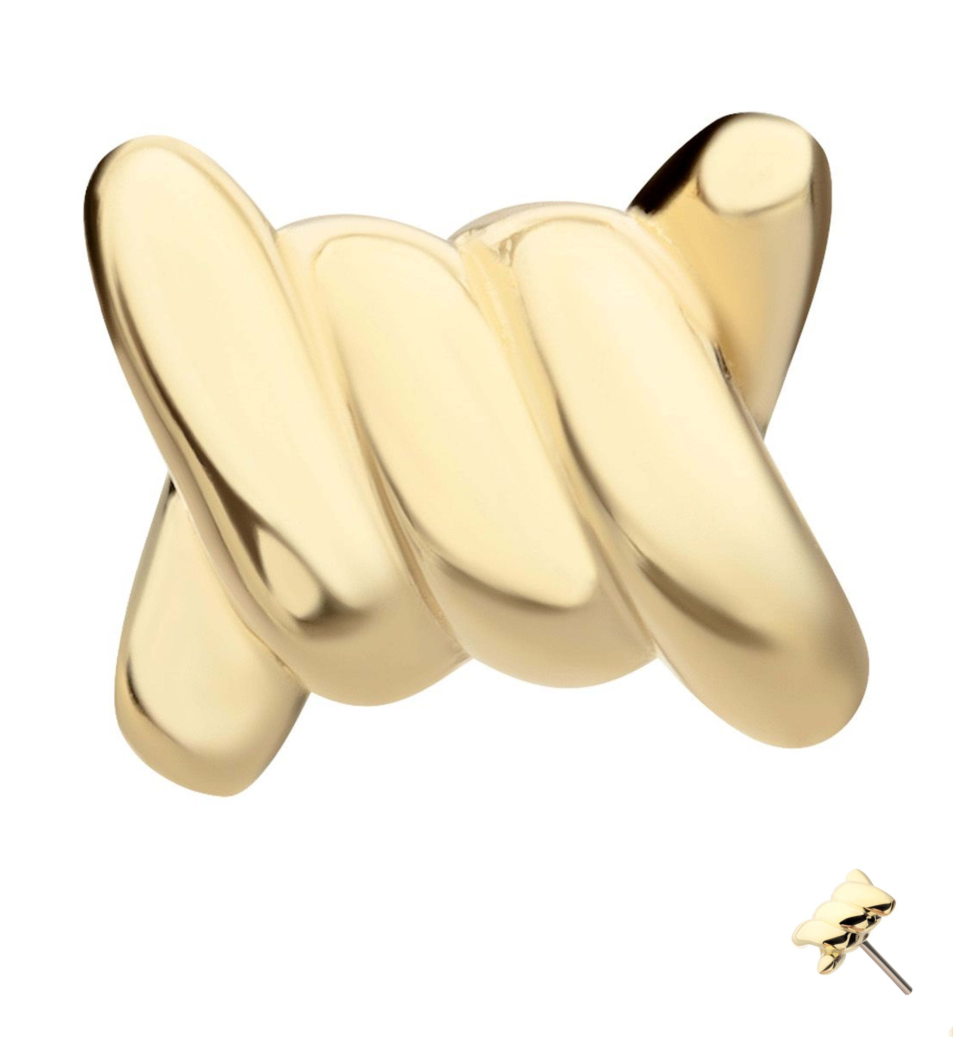 14kt Gold Barbed Wire Threadless Top | UrbanBodyJewelry.com