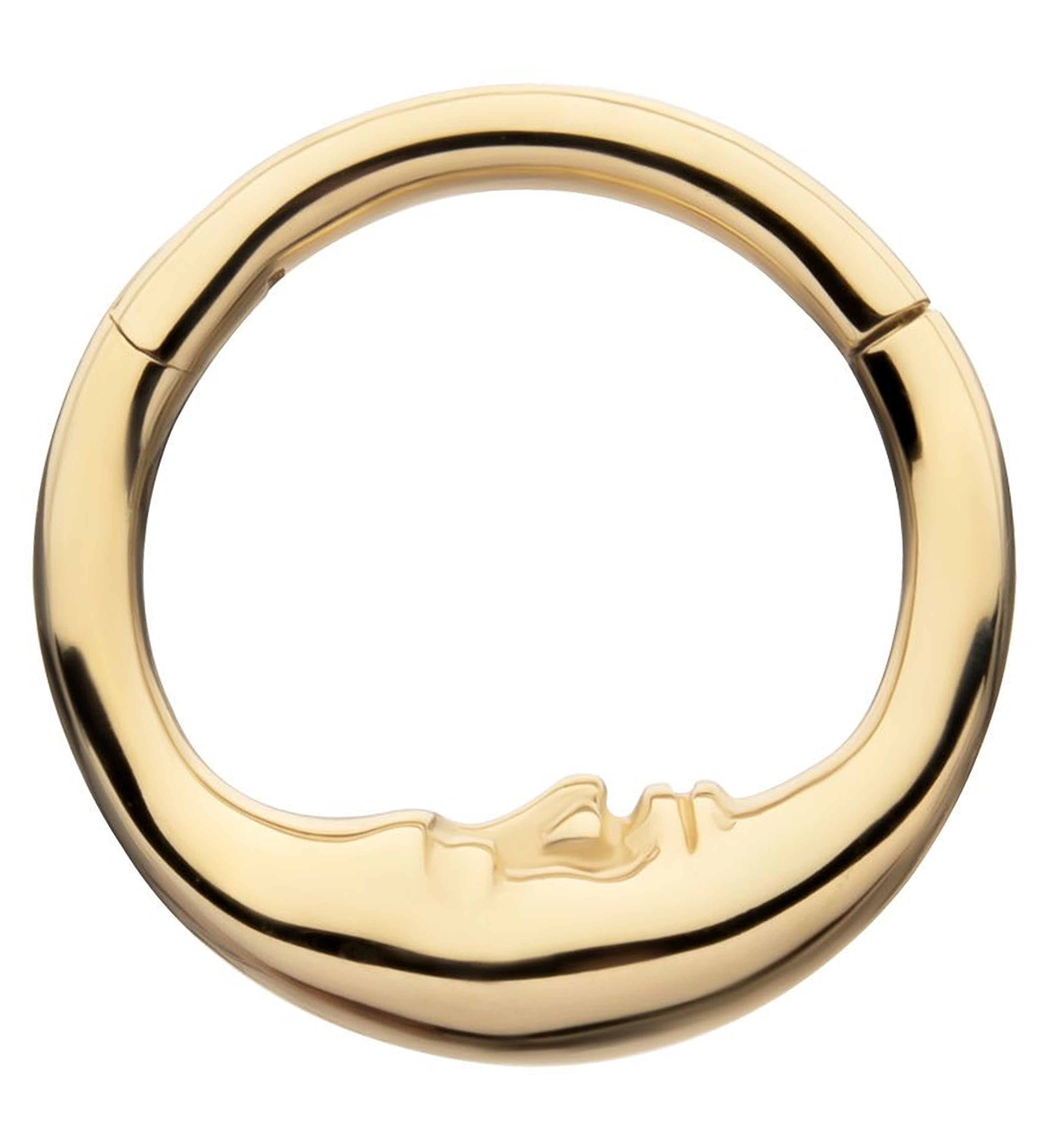 14kt Gold Crescent Moon Face Hinged Segment Ring | UrbanBodyJewelry.com