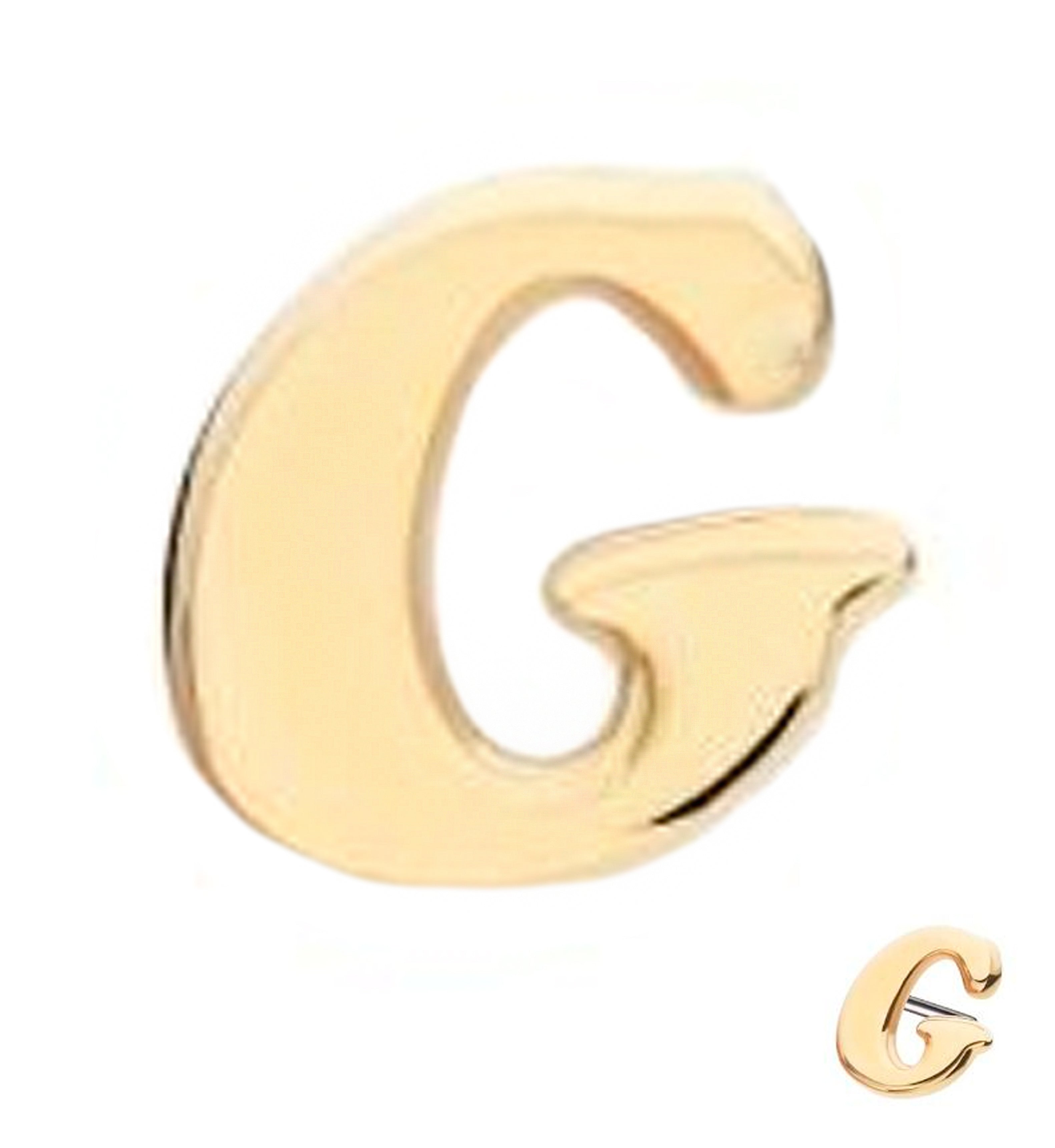 14kt Gold Letter G Threadless Top | UrbanBodyJewelry.com
