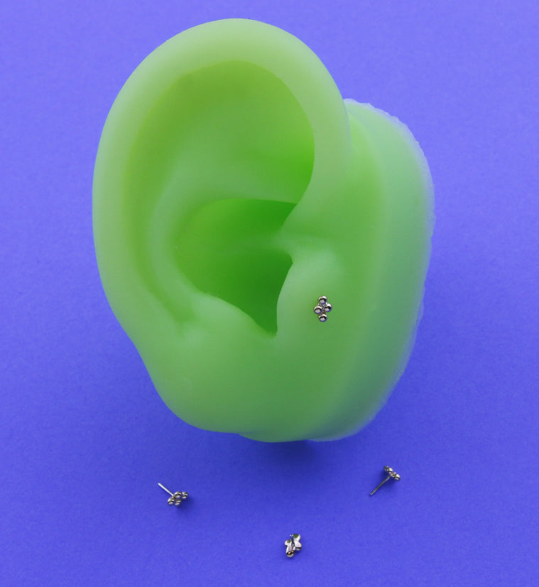 14kt Gold Quad Bead Threadless Top | UrbanBodyJewelry.com