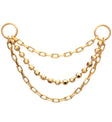 14kt Gold Triple Link And Bead Nose & Cartilage Piercing Chain