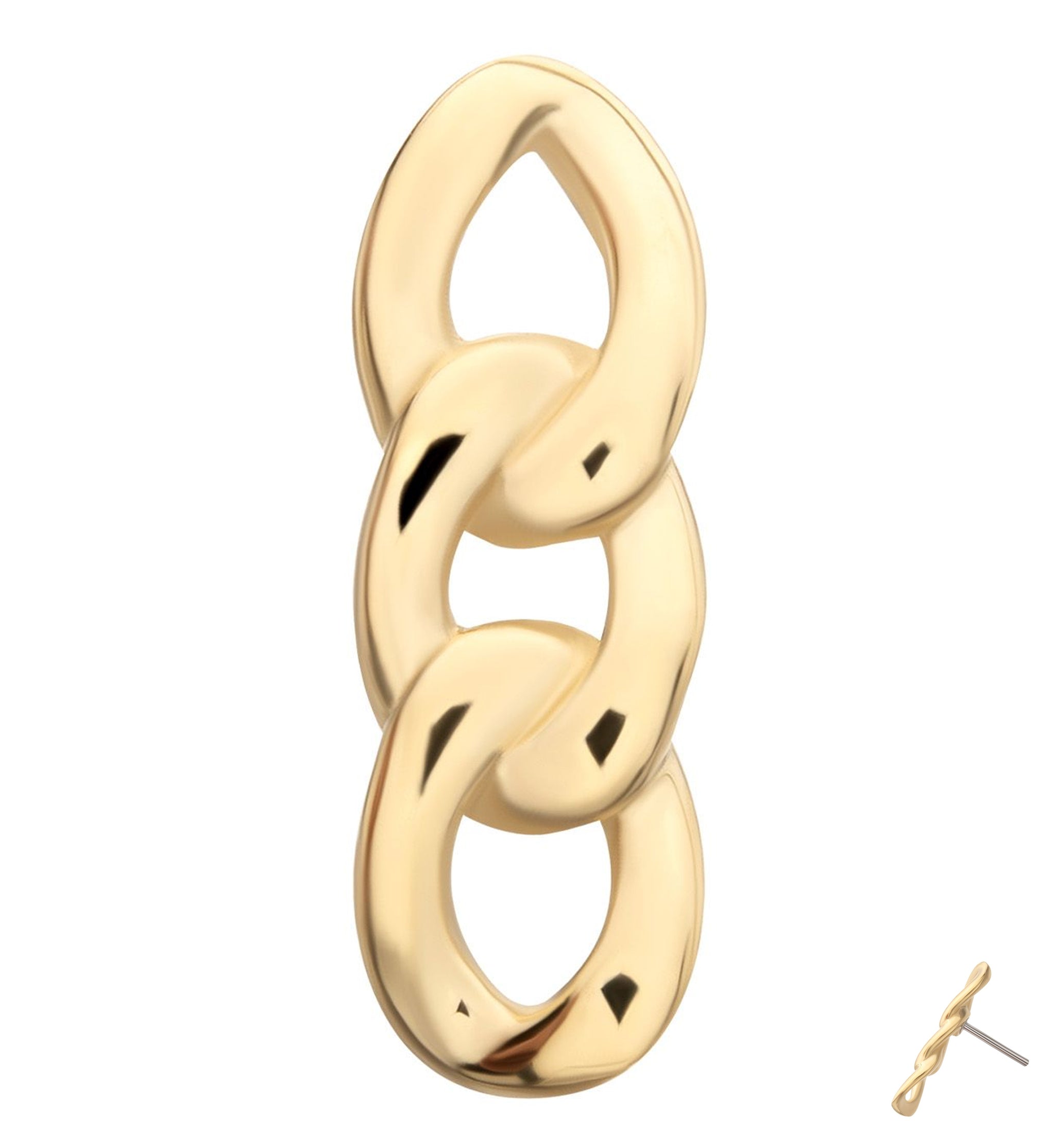 14kt Gold Triple Cuban Chain Threadless Top