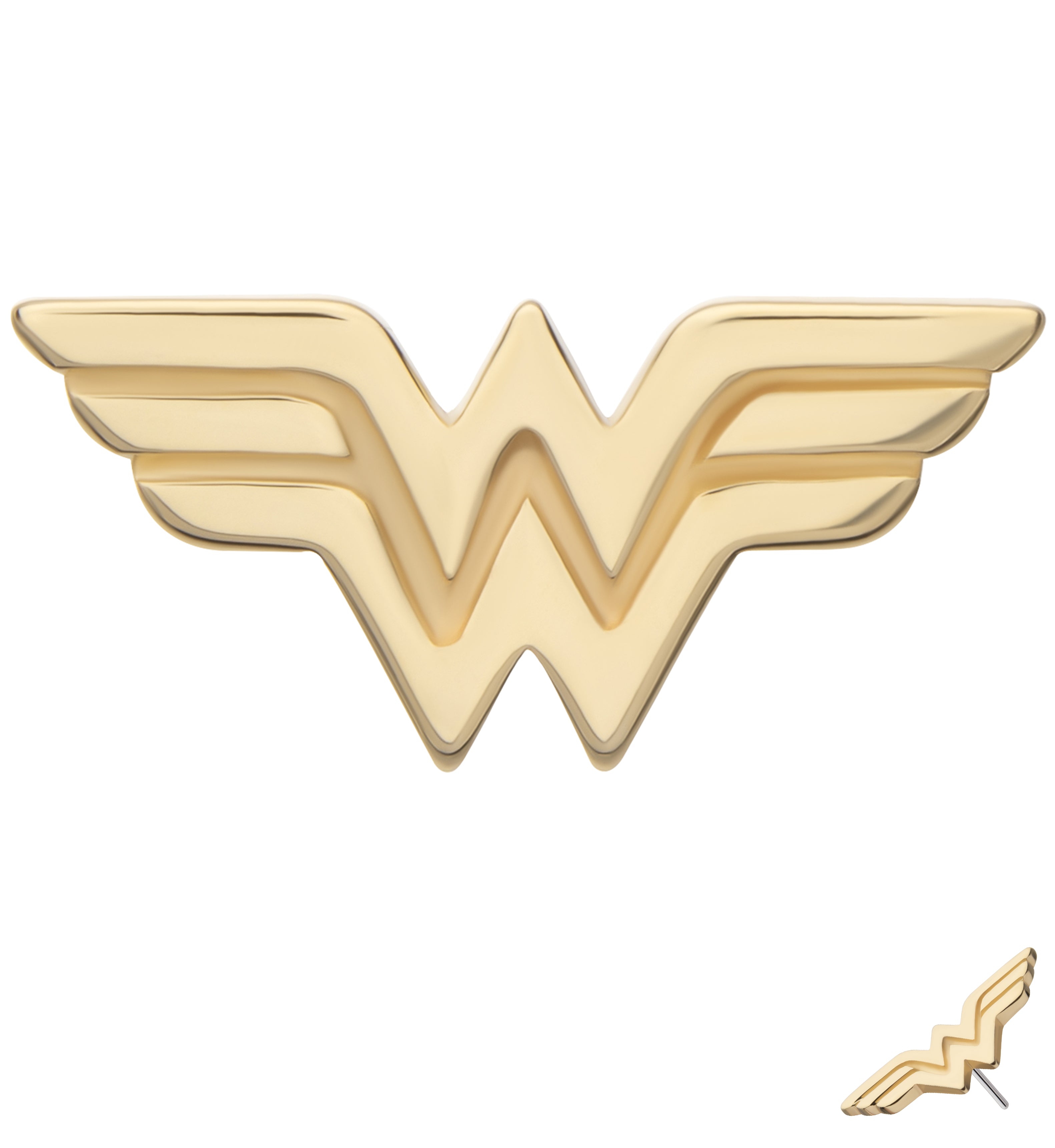 14kt Gold Wonder Woman Logo Threadless Top | UrbanBodyJewelry.com