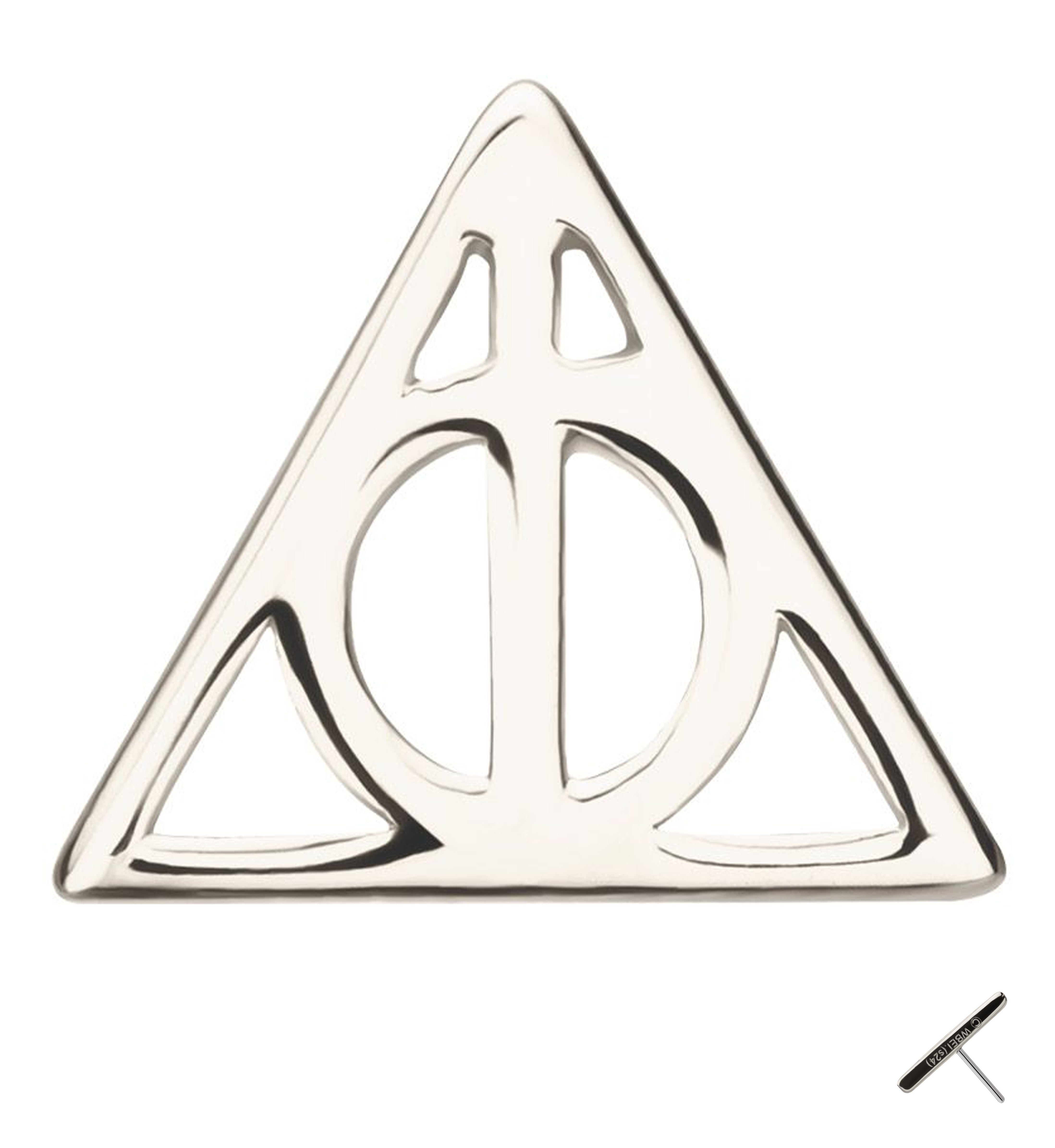 14kt White Gold Deathly Hallows Threadless Top | UrbanBodyJewelry.com