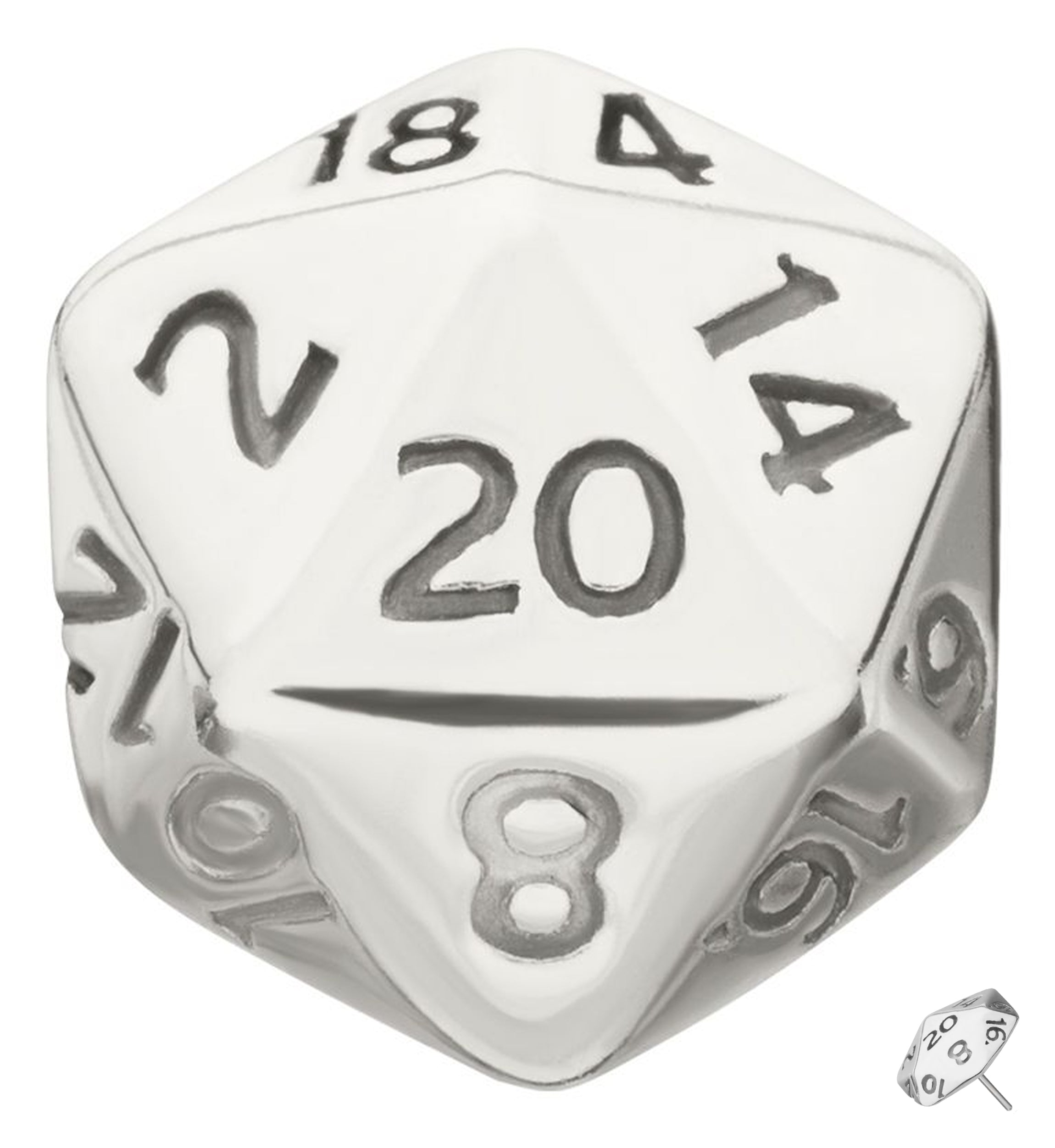 14kt White Gold Dungeons & Dragons Dice Threadless Top ...