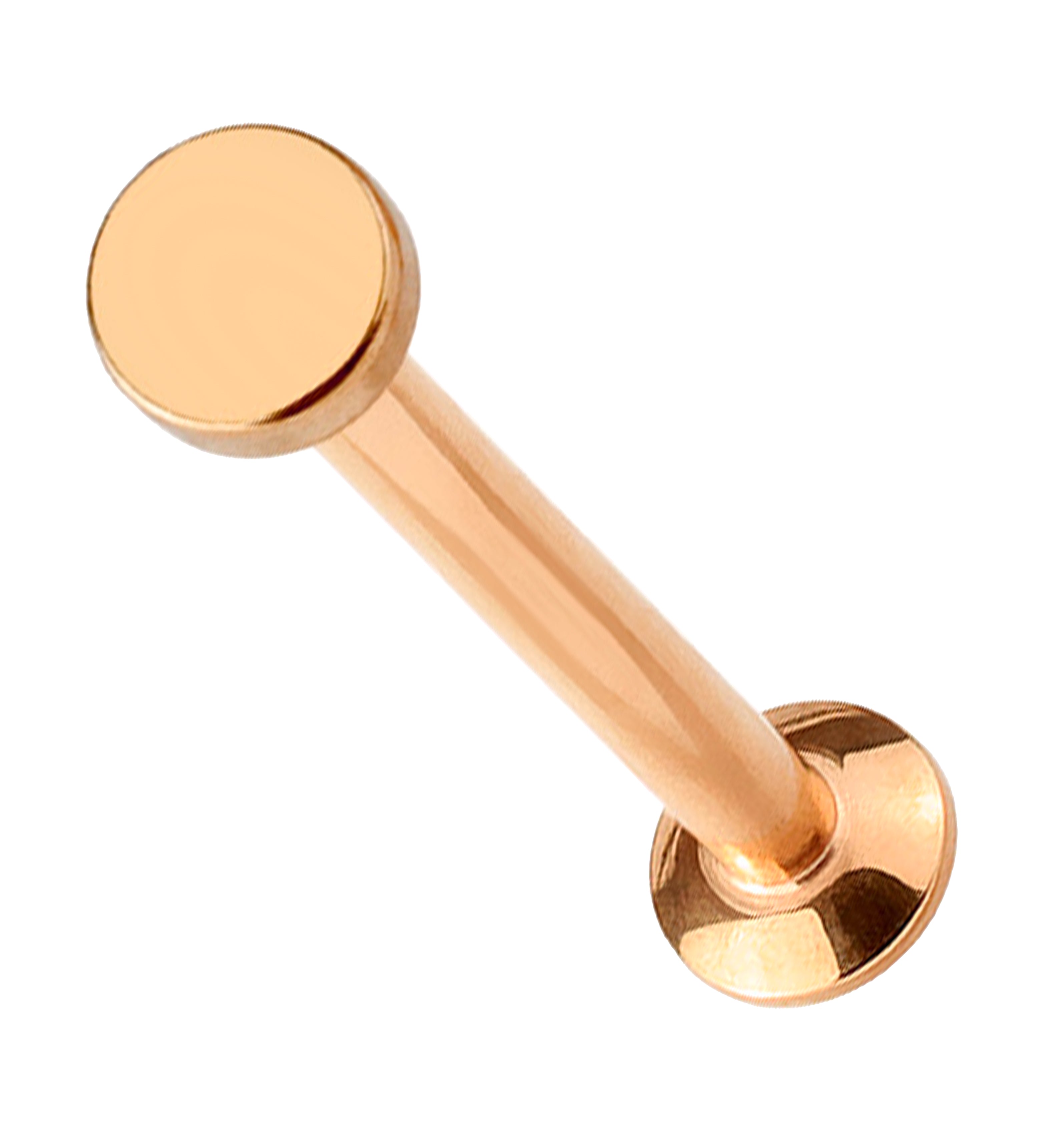 16G PVD Rose Gold Round Top Internally Threaded Flat Back Post ...