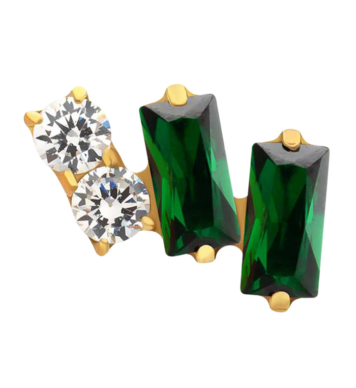 24kt Gold PVD Afterglow Emerald CZ Titanium Threadless Top