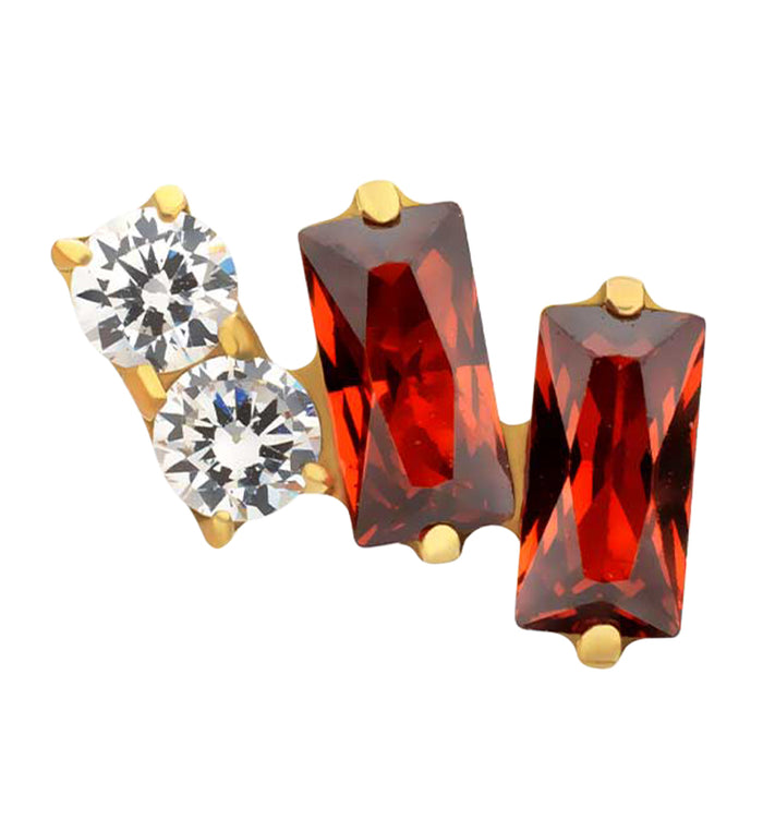 24kt Gold PVD Afterglow Garnet CZ Titanium Threadless Top