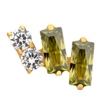 24kt Gold PVD Afterglow Olive Green CZ Titanium Threadless Top