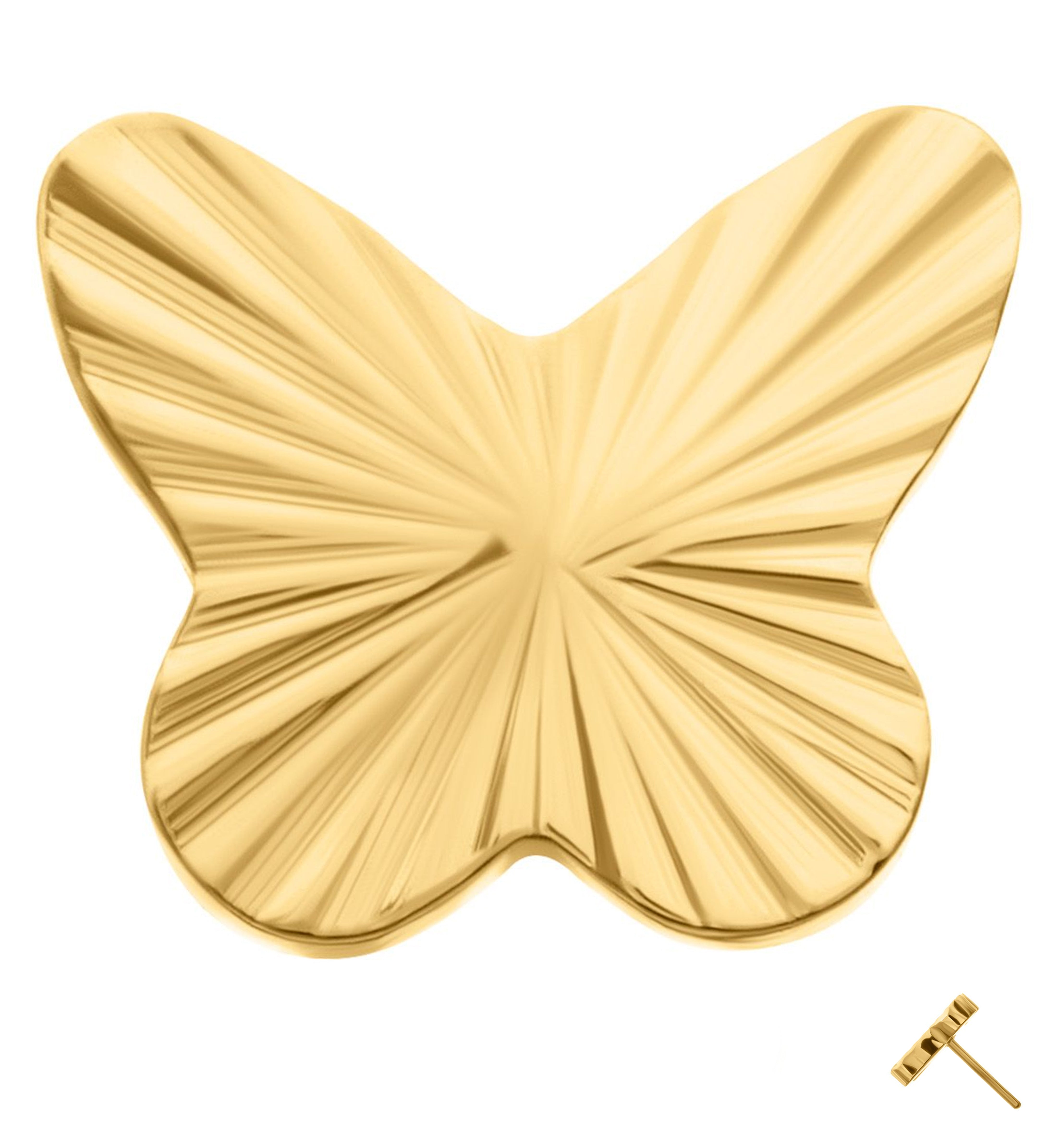 24kt Gold PVD Score Butterfly Threadless Titanium Top ...