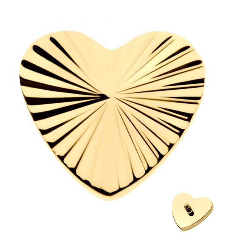 24kt Gold PVD Score Heart Internally Threaded Top | UrbanBodyJewelry.com