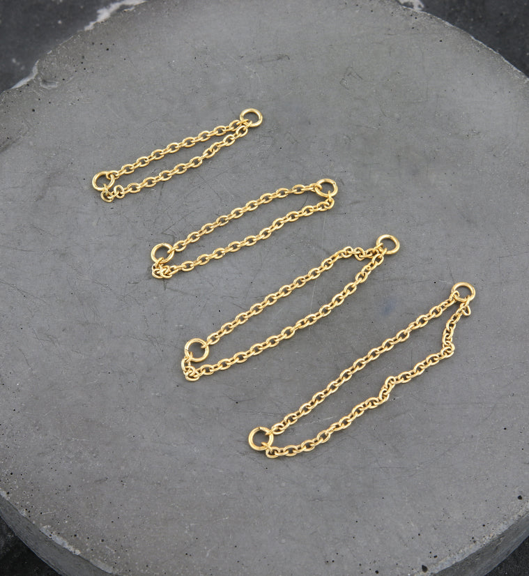 24kt Gold PVD Double Rolo Titanium Nose Piercing Chain ...