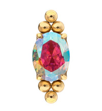 24kt Gold PVD Lamp Post Rainbow Aurora CZ Titanium Threadless Top