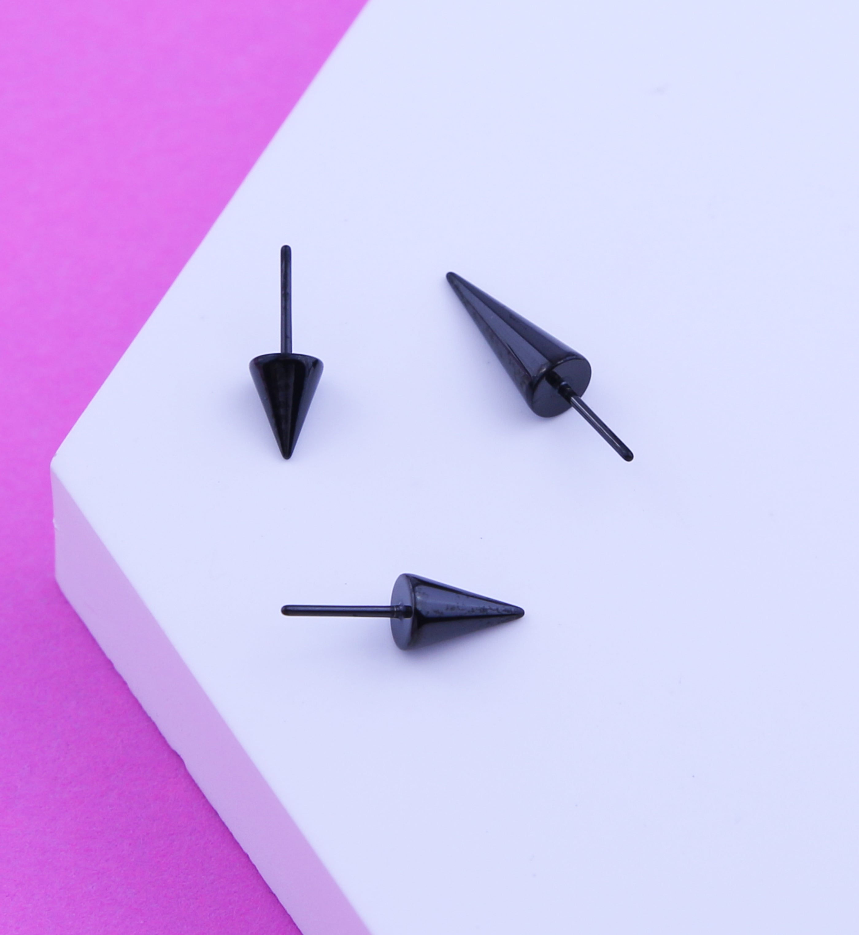 Black PVD Spike Threadless Titanium Top
