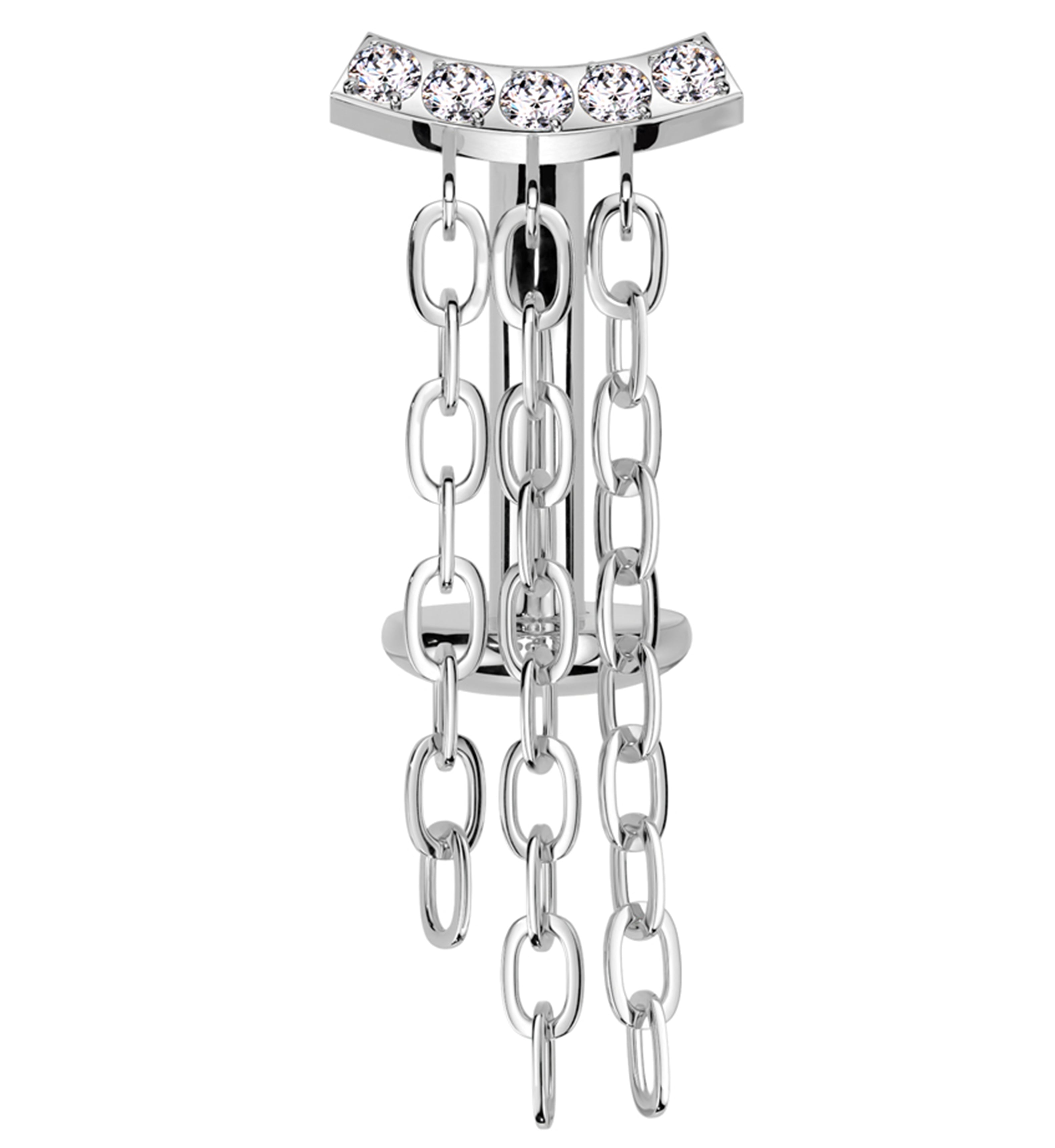 Arch Triple Chain Dangle Clear CZ Titanium Threadless Belly Button Rin ...