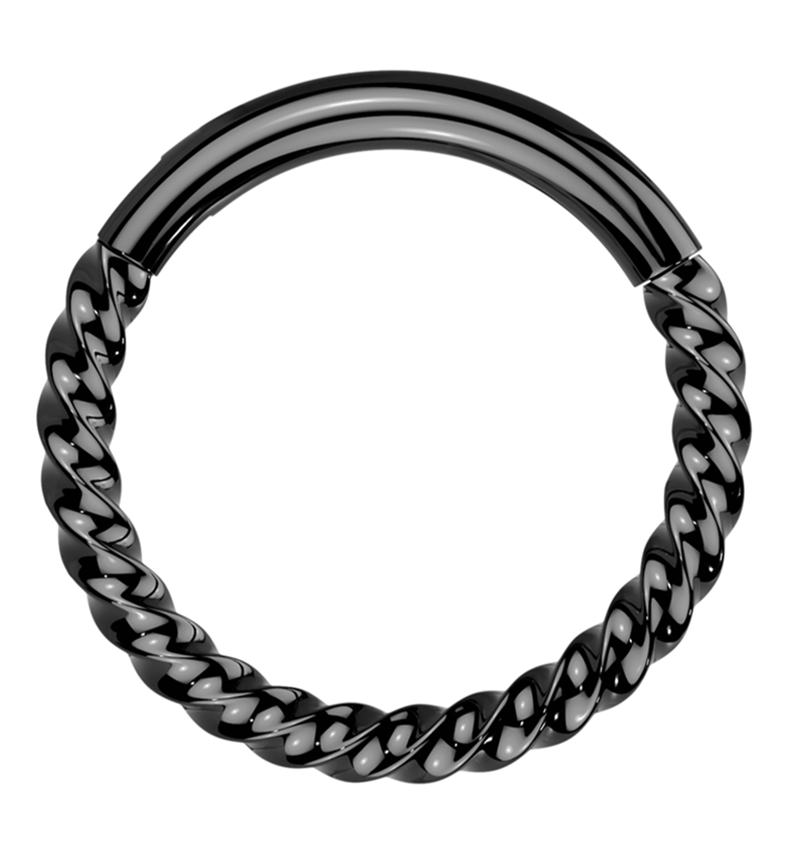 Black PVD Twisted Titanium Segment Ring | UrbanBodyJewelry.com