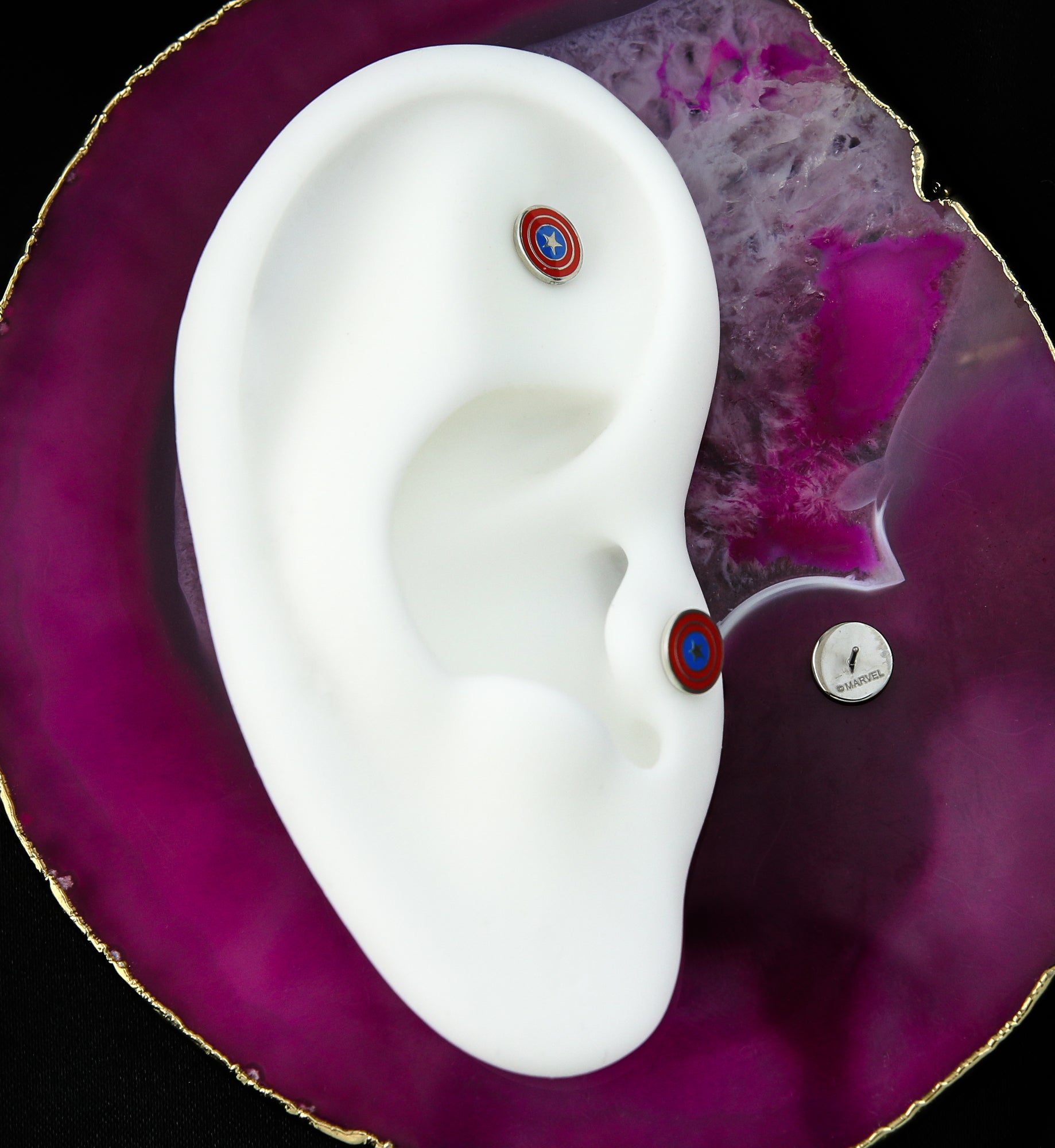 Captain America Shield Titanium Threadless Top | UrbanBodyJewelry.com