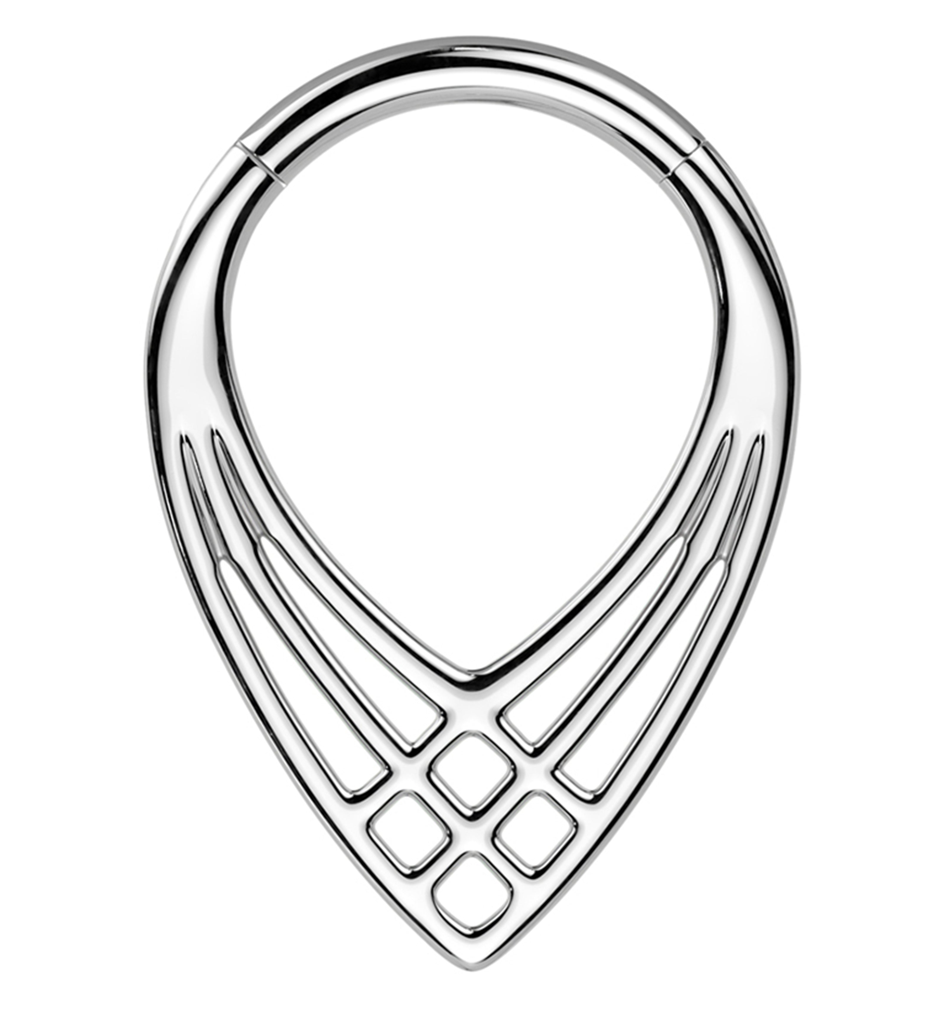 Criss Cross Teardrop Titanium Segment Ring | UrbanBodyJewelry.com