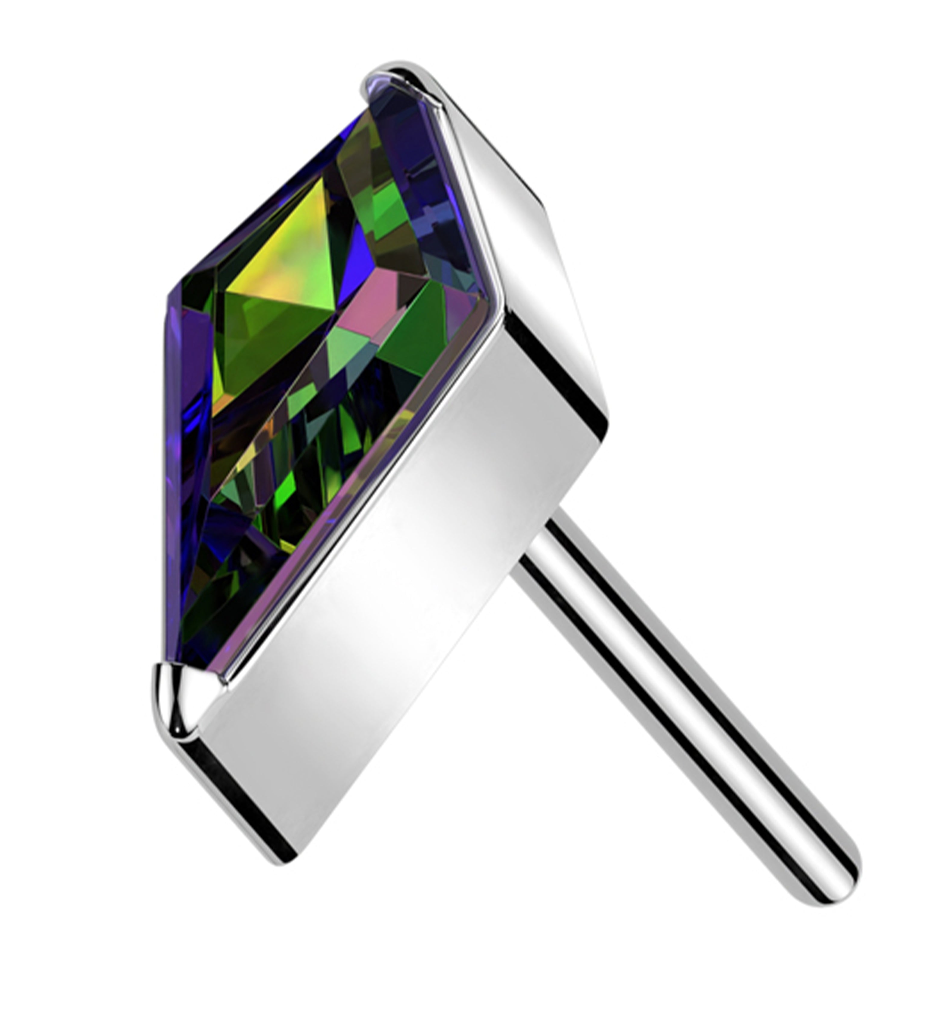 Tetra Black Aurora CZ Titanium Threadless Top | UrbanBodyJewelry.com