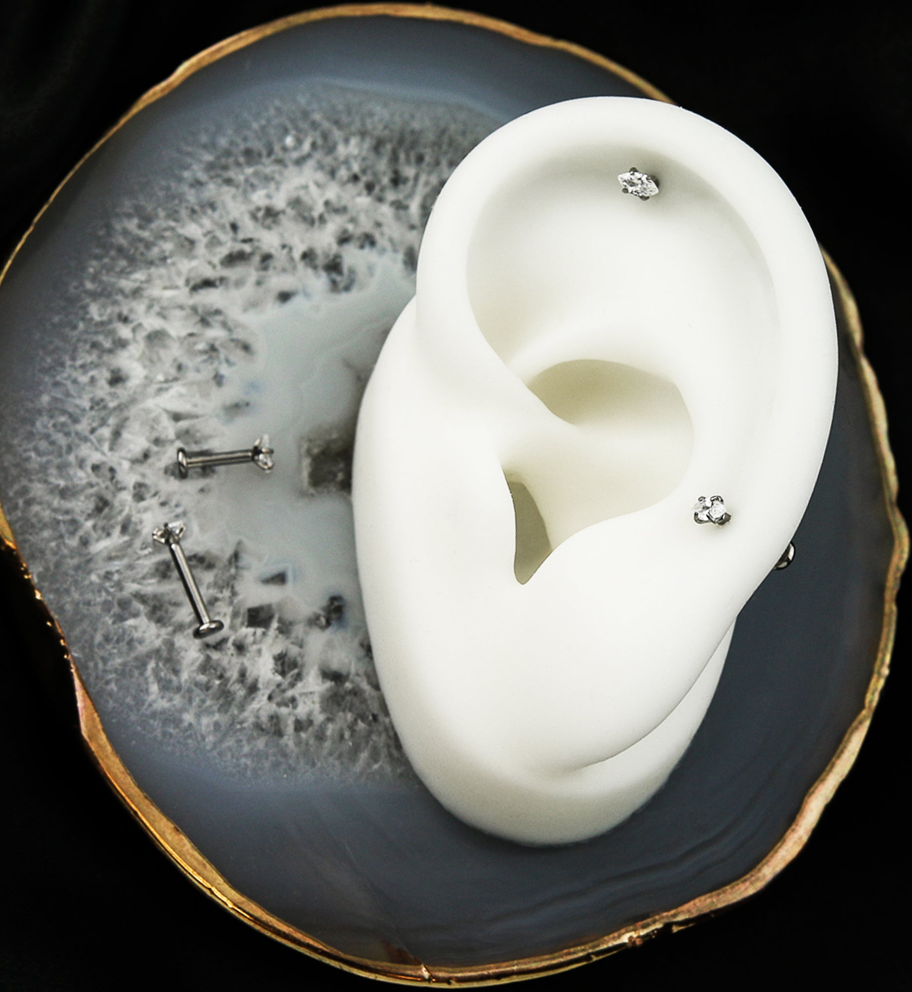 Marquise Clear CZ Internally Threaded Titanium Labret Post ...