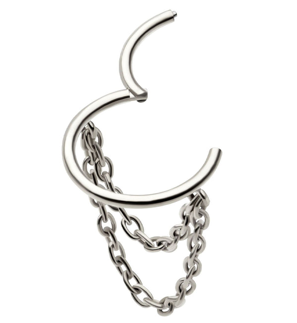 Abaft Double Dangle Chain Stainless Steel Hinged Segment Ring