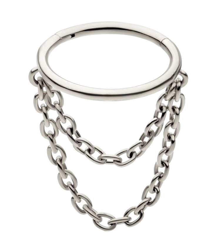Abaft Double Dangle Chain Stainless Steel Hinged Segment Ring ...