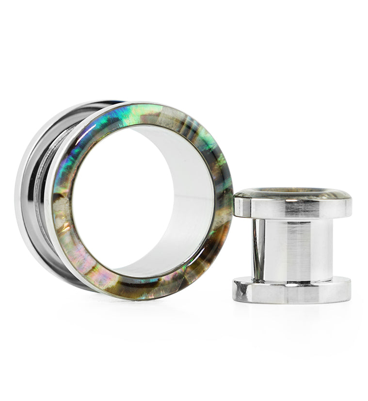 Abablone Shell Rimmed Screw on Tunnels Plugs (4 Gauge - 5/8" Gauge ...