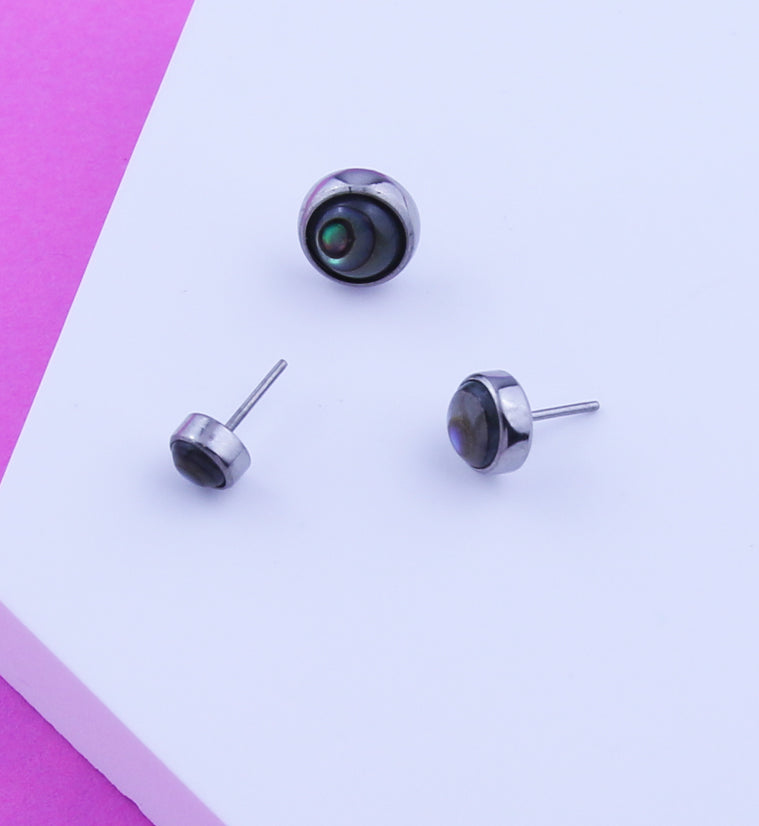 Bezel Abalone Shell Titanium Threadless Top | UrbanBodyJewelry.com