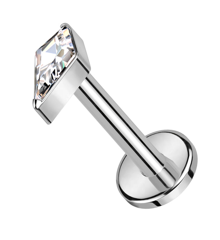 Abyss Clear CZ Internally Threaded Titanium Labret | UrbanBodyJewelry.com