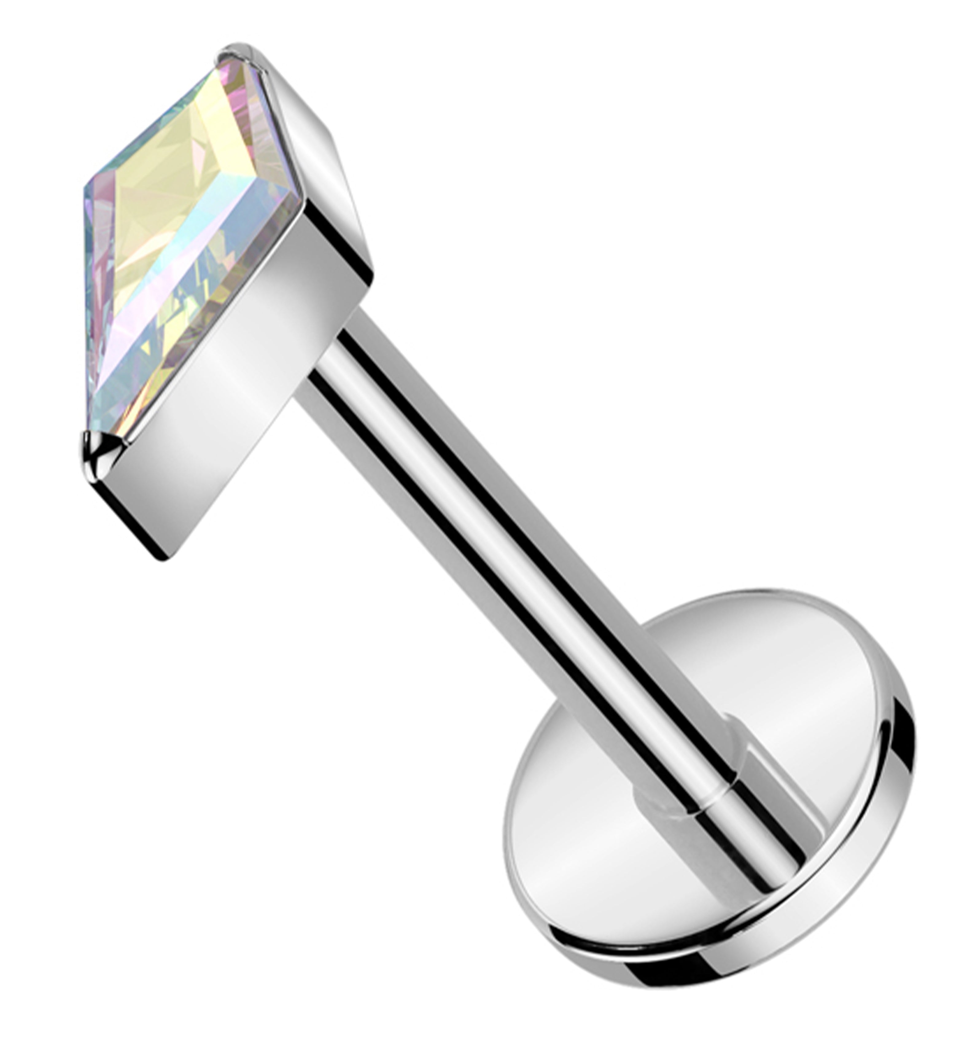 Abyss Rainbow Aurora CZ Titanium Threadless Labret | UrbanBodyJewelry.com