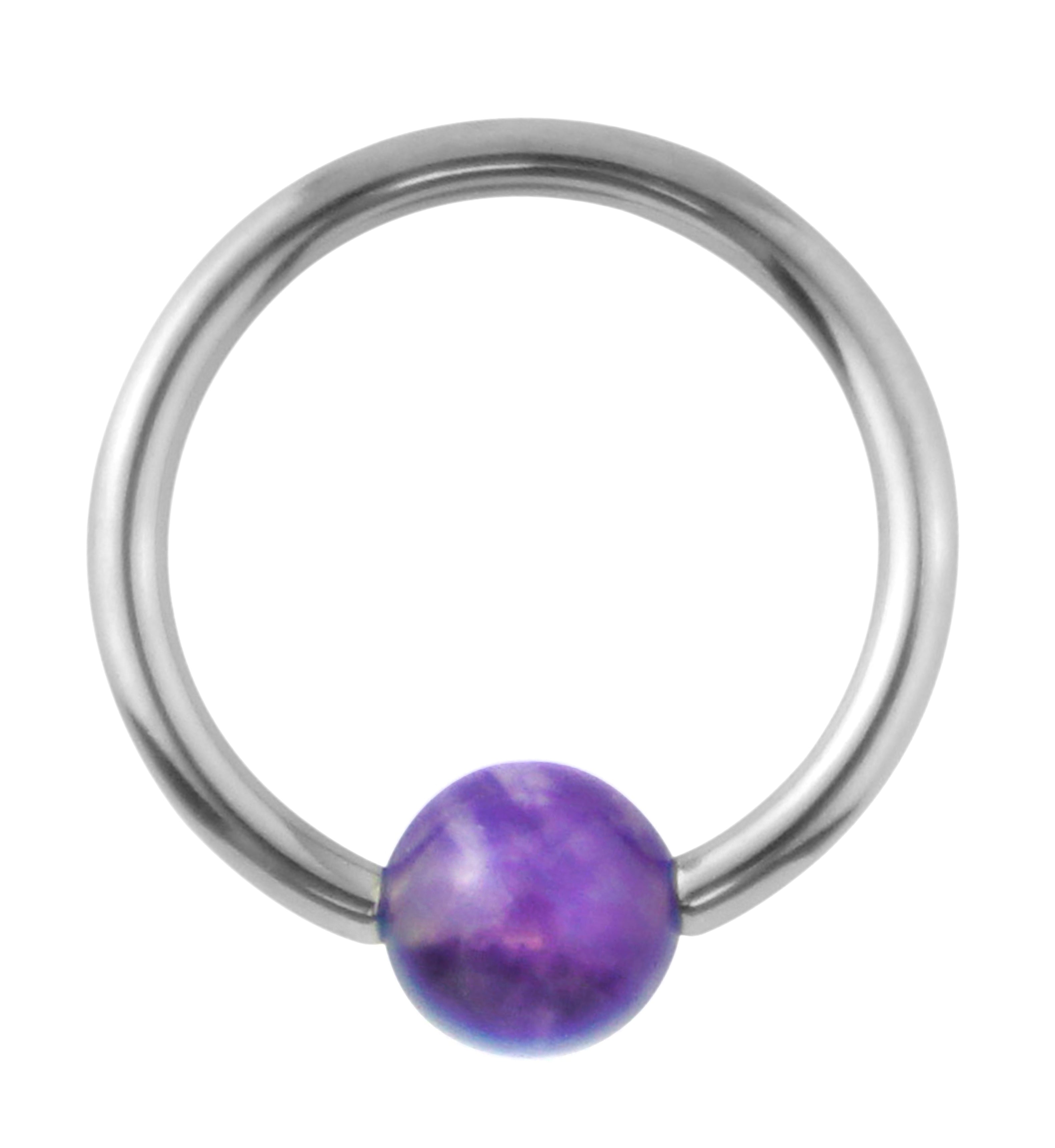 Amethyst Stone Titanium Captive Bead Ring | UrbanBodyJewelry.com