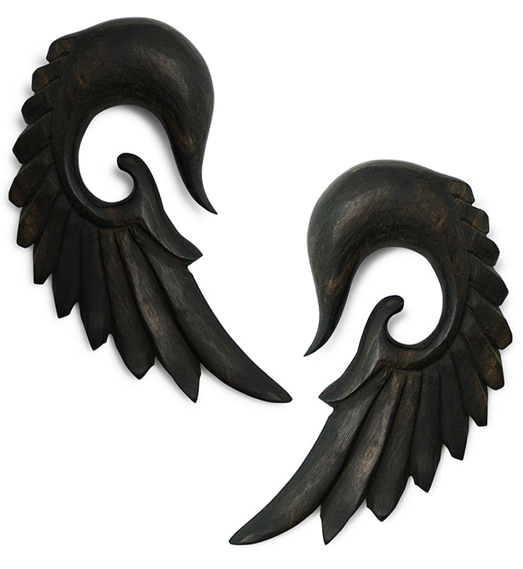 Areng Wood Angel Wing Spiral Plugs (12G - 3/4") | UrbanBodyJewelry.com