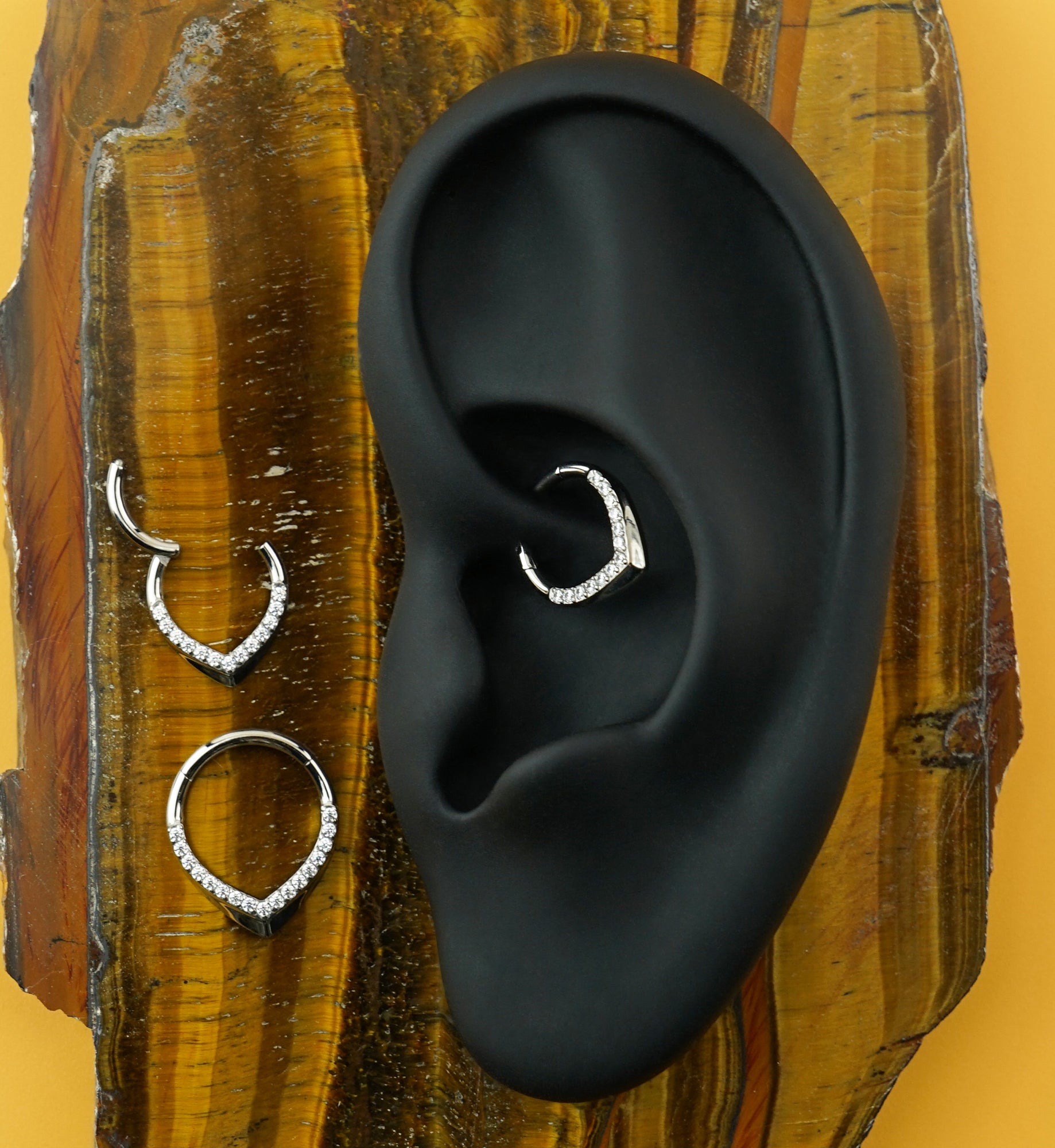 Angled Point CZ Titanium Hinged Segment Ring