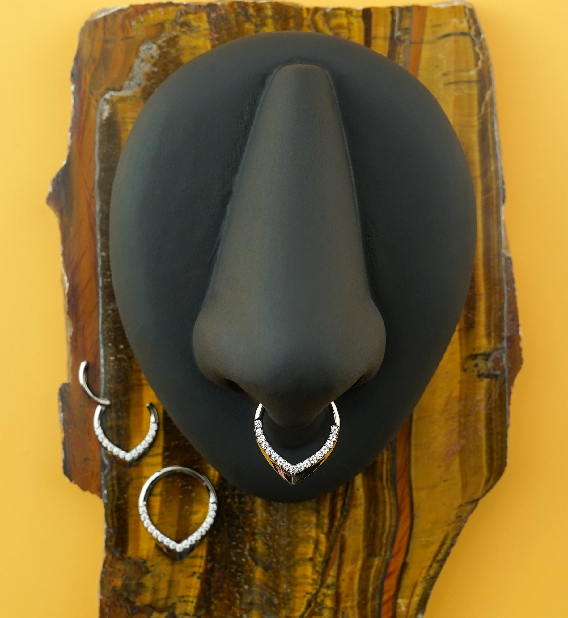 Angled Point CZ Titanium Hinged Segment Ring