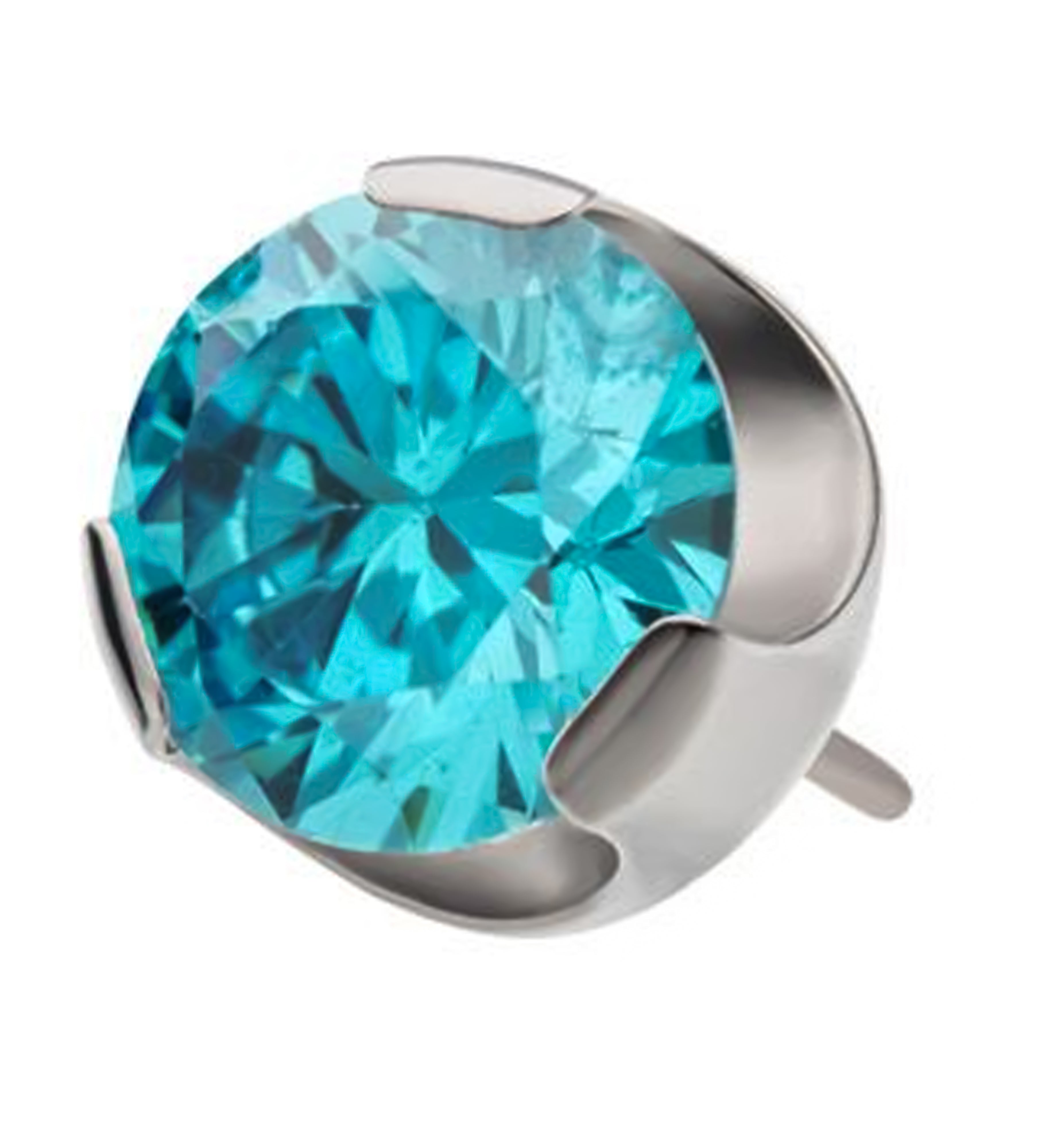 Aqua Dome CZ Titanium Threadless Top | UrbanBodyJewelry.com