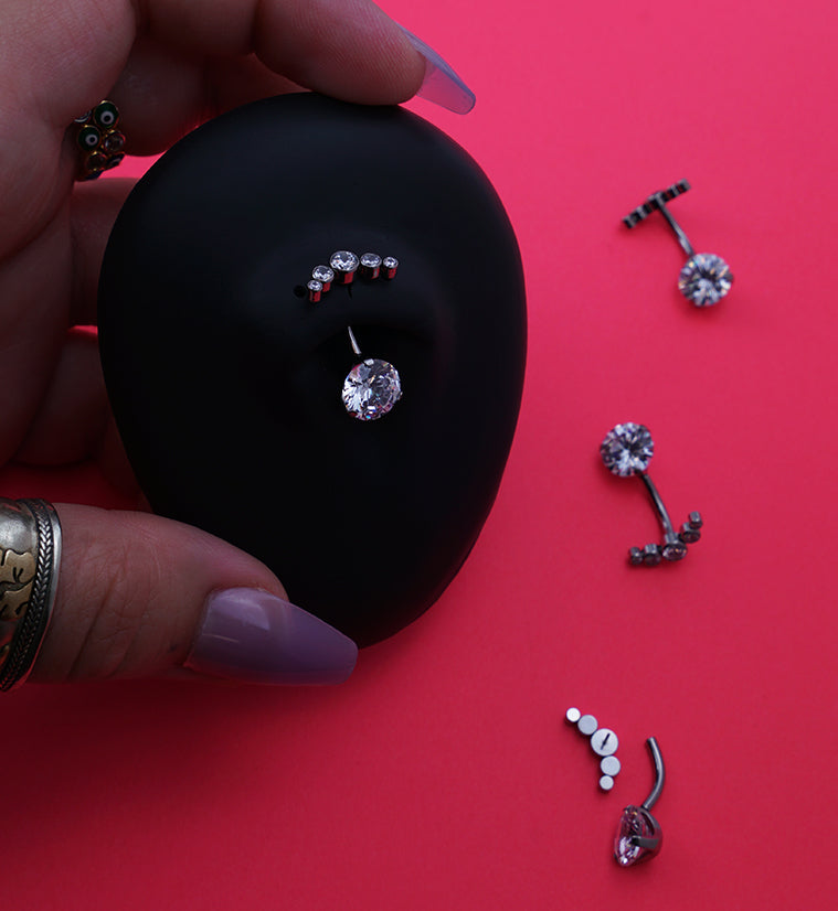 Arch Clear CZ Top Titanium Threadless Belly Button Ring ...