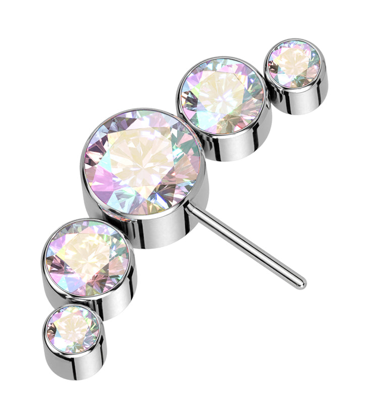 Arch Side Facing Rainbow Aurora CZ Titanium Threadless Top ...