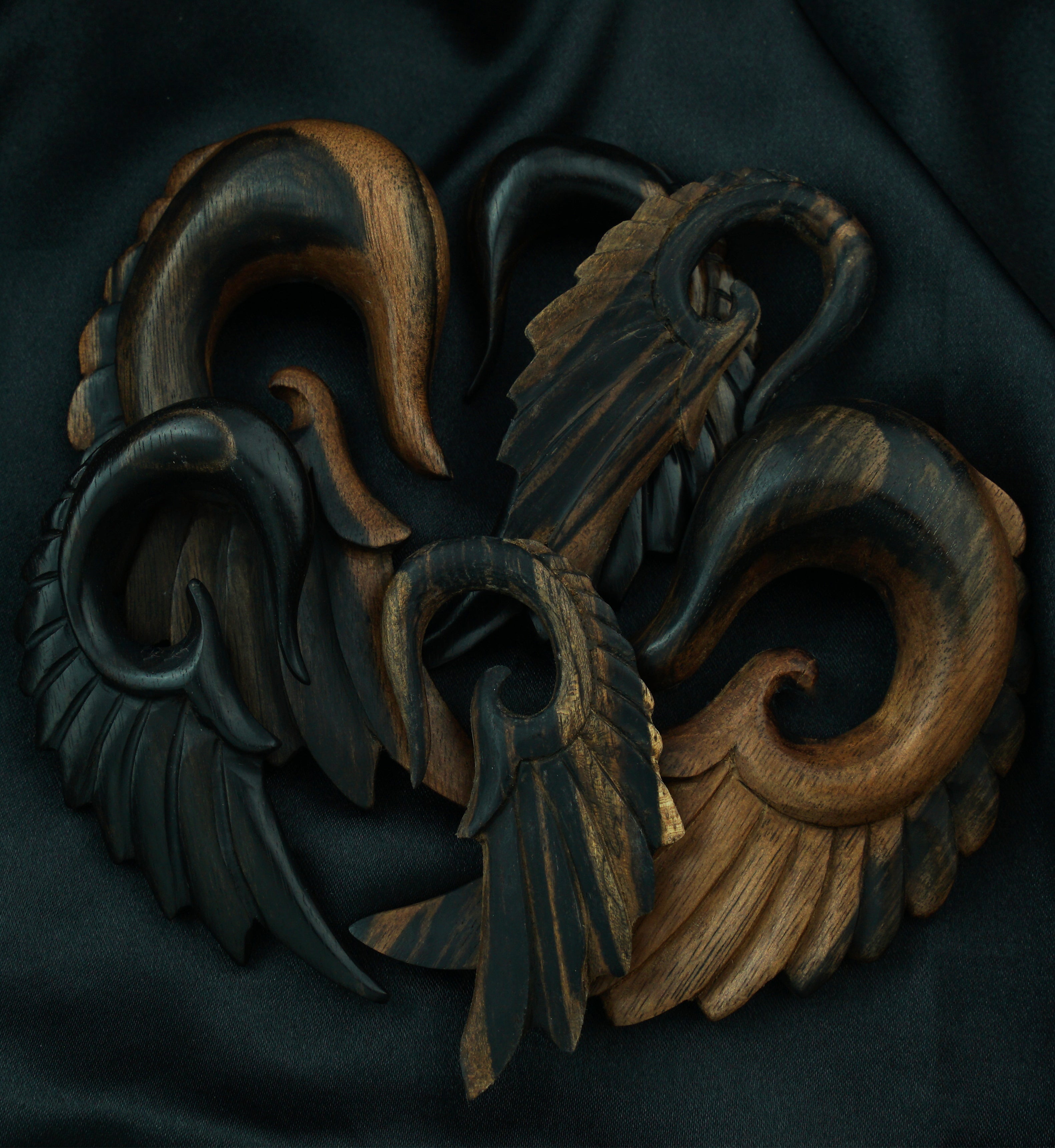 Areng Wood Angel Wing Spiral Plugs (12G - 3/4") | UrbanBodyJewelry.com