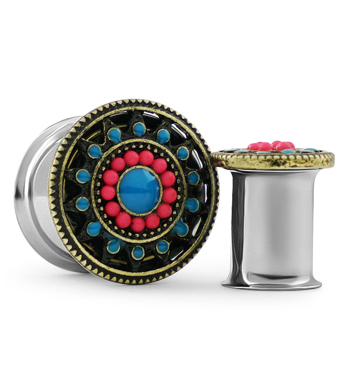 Interlace Beaded Stainless Steel Plugs (5/8") | UrbanBodyJewelry.com