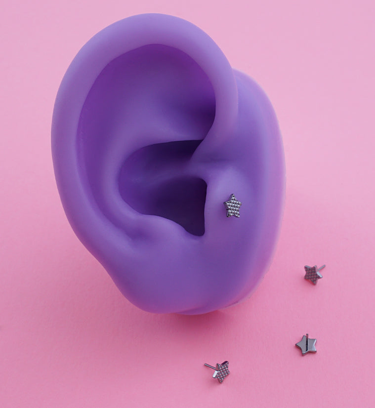 Beaded Star Titanium Threadless Top | UrbanBodyJewelry.com